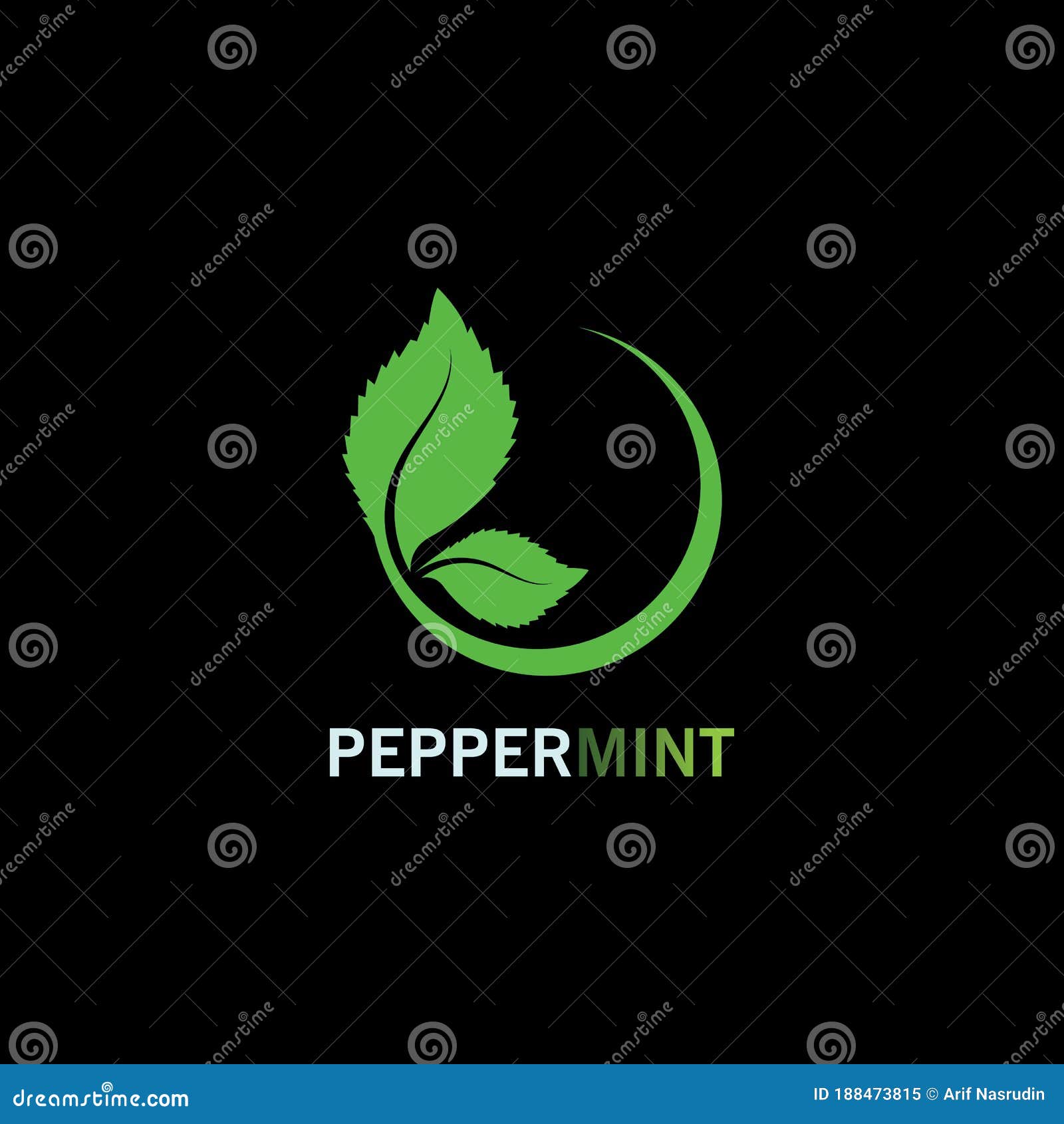 Peppermint Leaf Logo Inspiration Concept Design on Black Background ...