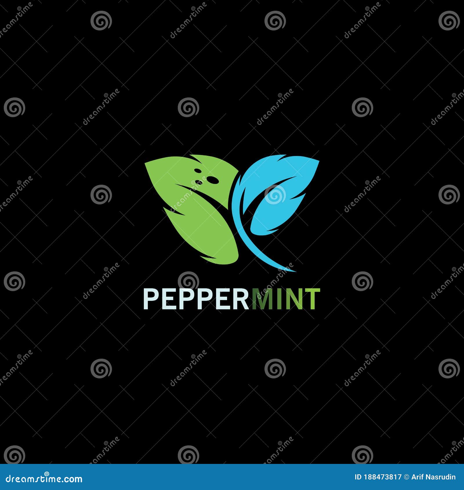 Peppermint Leaf Logo Inspiration Concept Design on Black Background ...