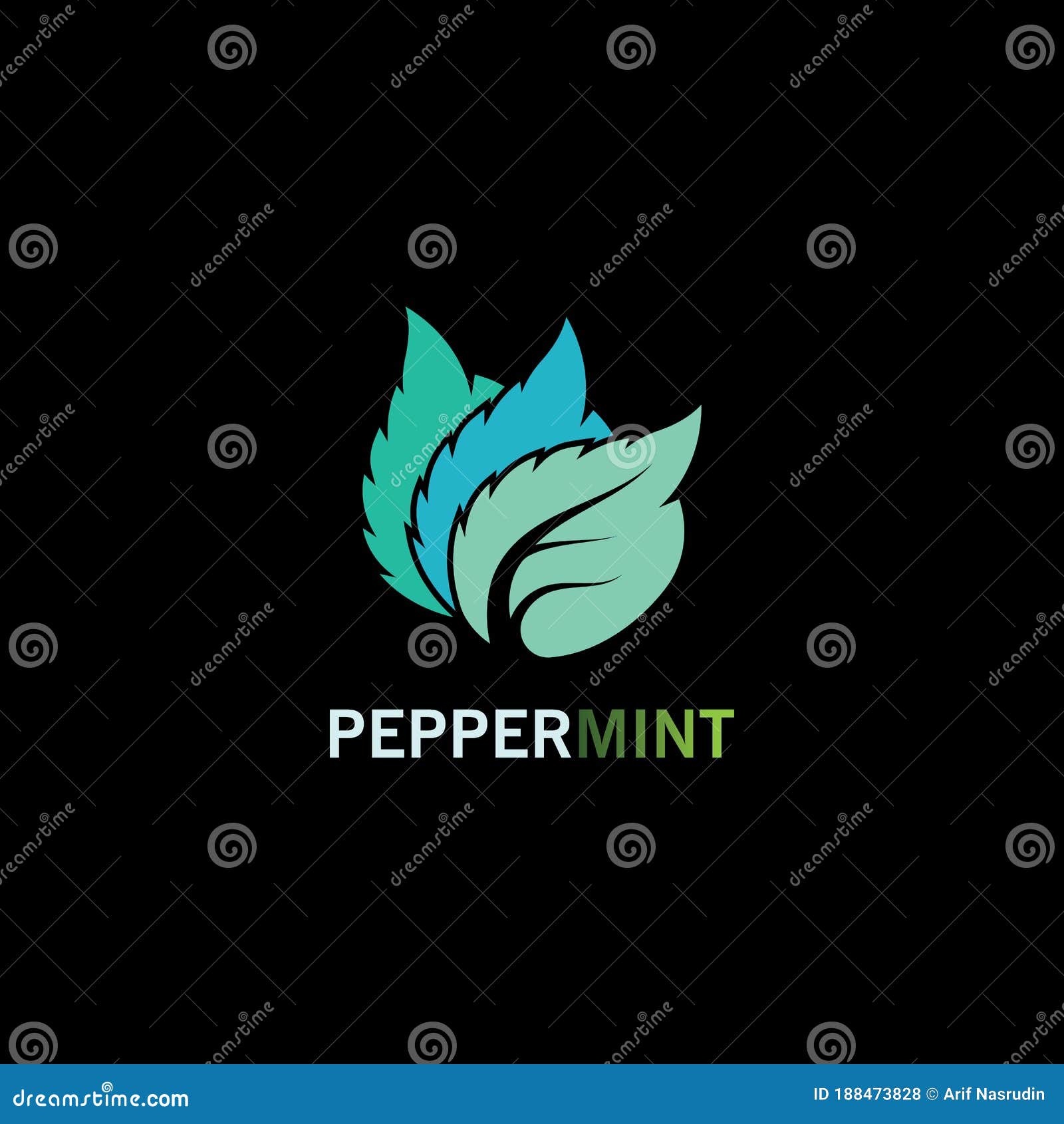Peppermint Leaf Logo Inspiration Concept Design on Black Background ...