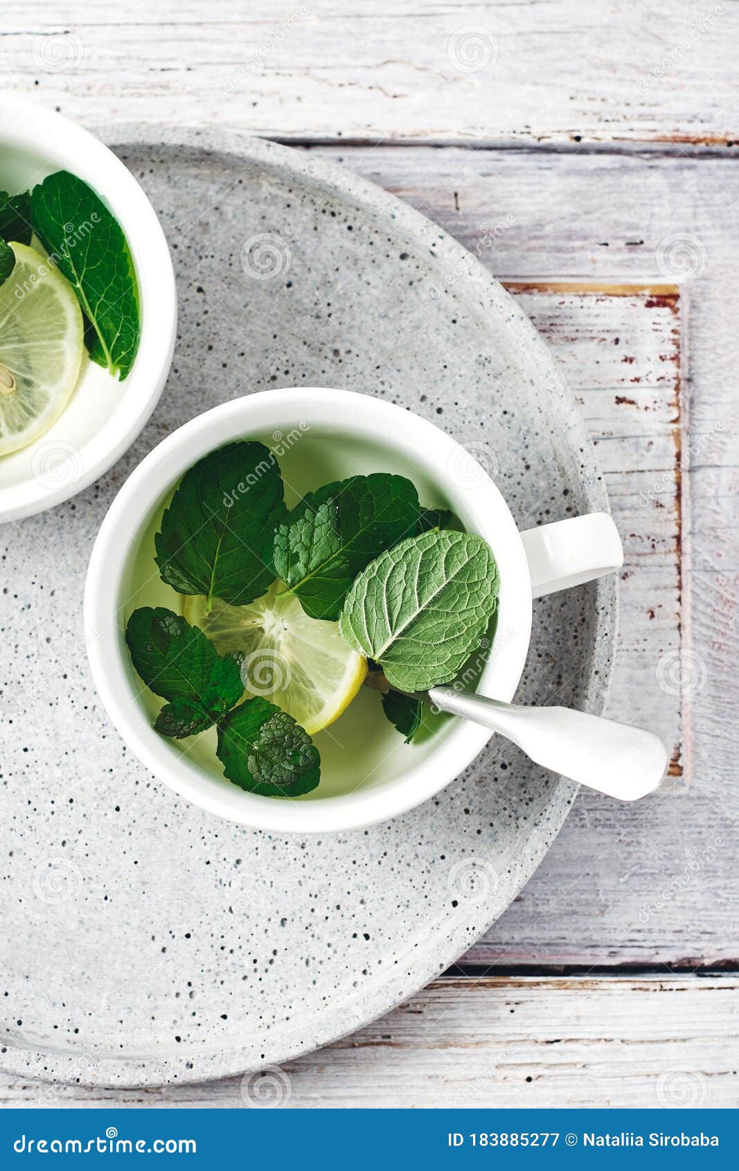 Peppermint tea with lemon stock image. Image of rustic - 183885277