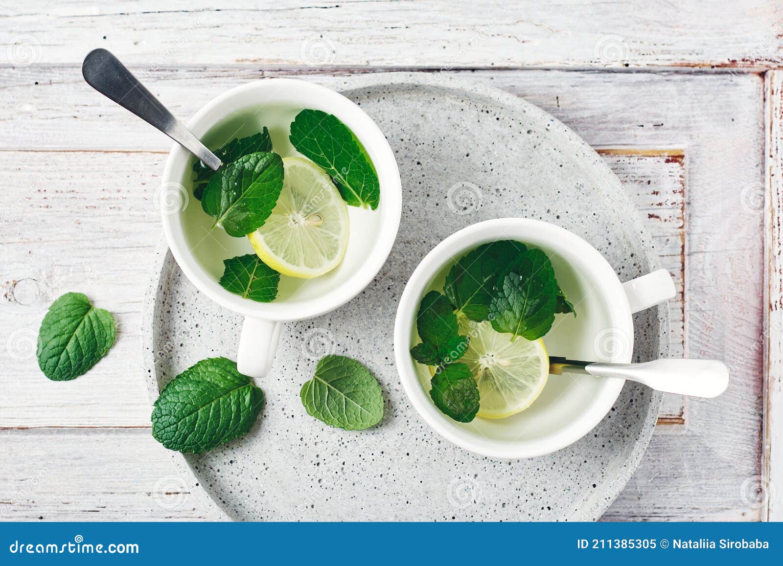 Peppermint tea with lemon stock image. Image of nature - 211385305