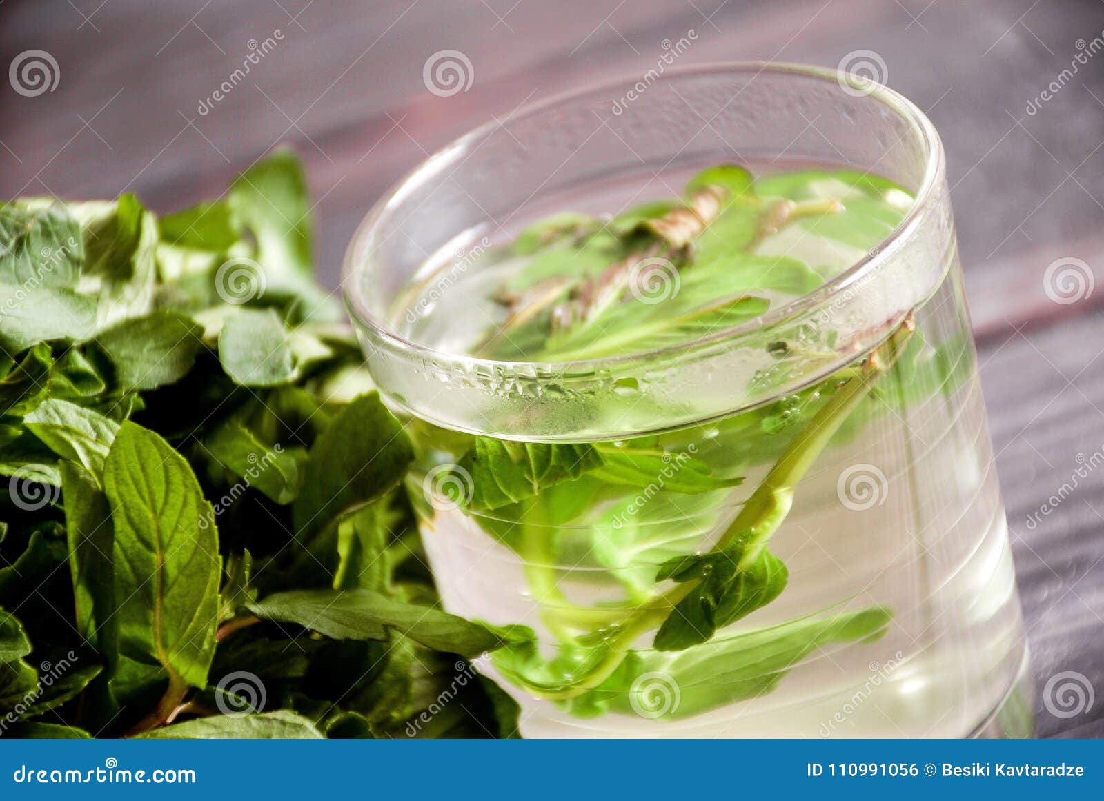 Peppermint tea in a glass stock photo. Image of green - 110991056
