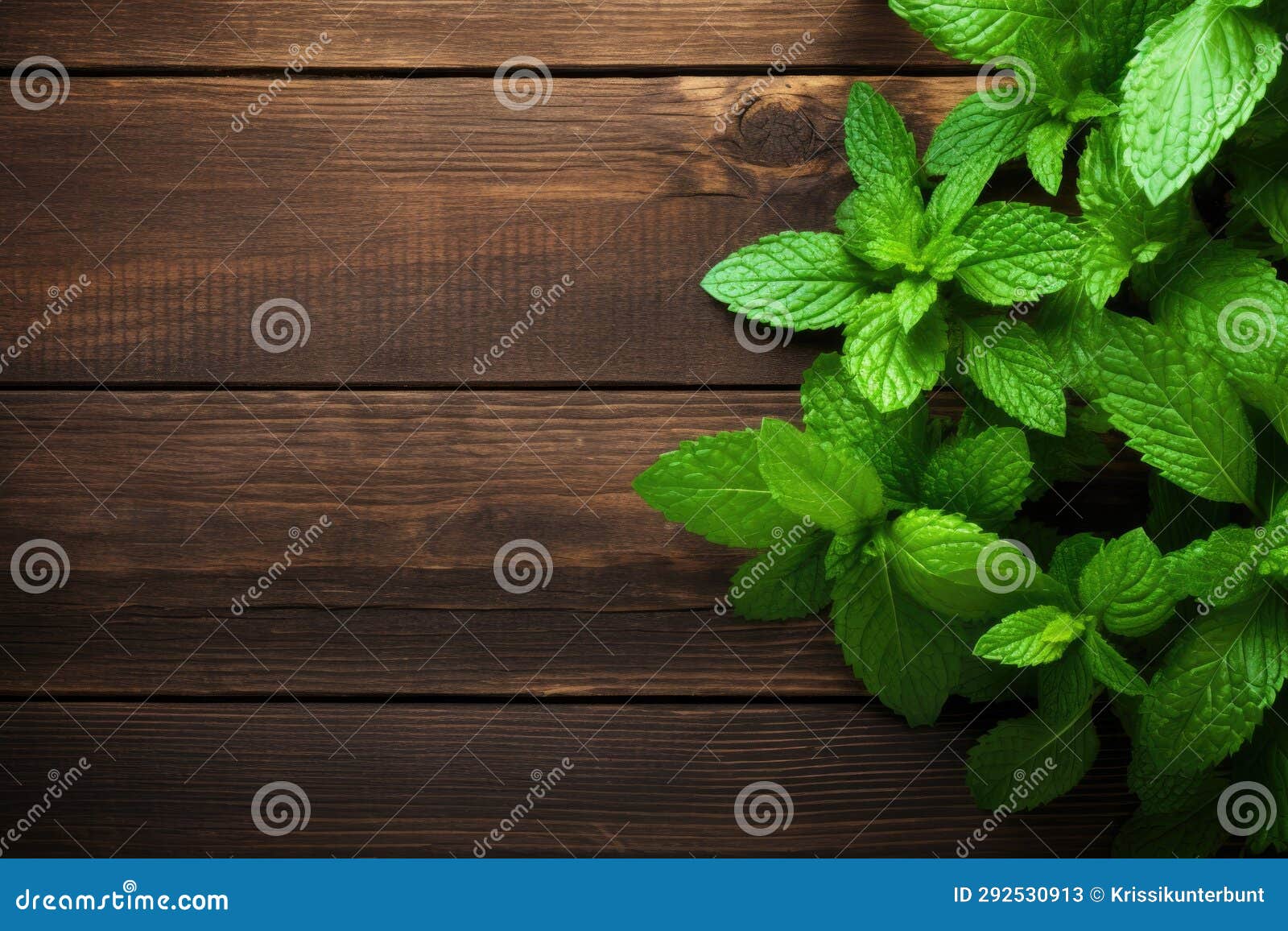 Peppermint on Wooden Table AI Generated Stock Image - Image of herb ...