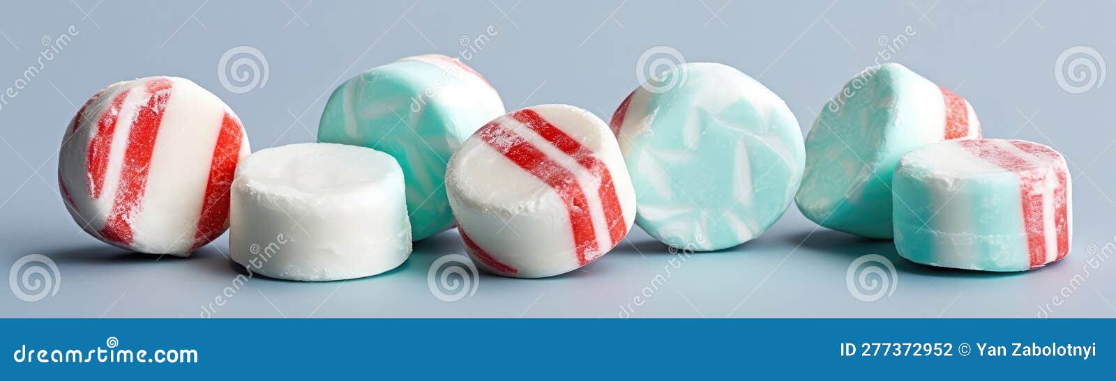Peppermints on a Gradient White Blue Background. Generative AI Stock ...