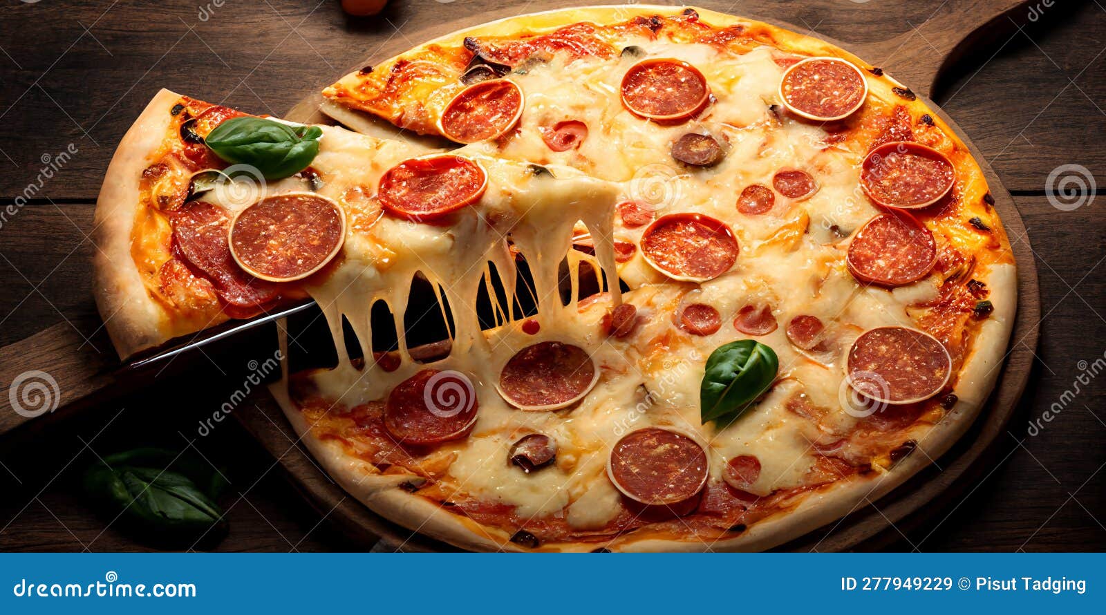 The Pepperoni Pizza and a Piece of Streched Cheese Pizza with AI ...