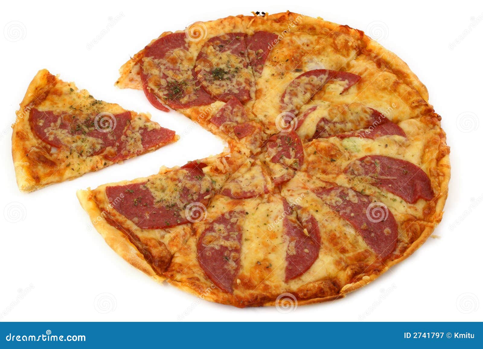 Pepperoni with One Piece Out Stock Image - Image of salami, crispy: 2741797