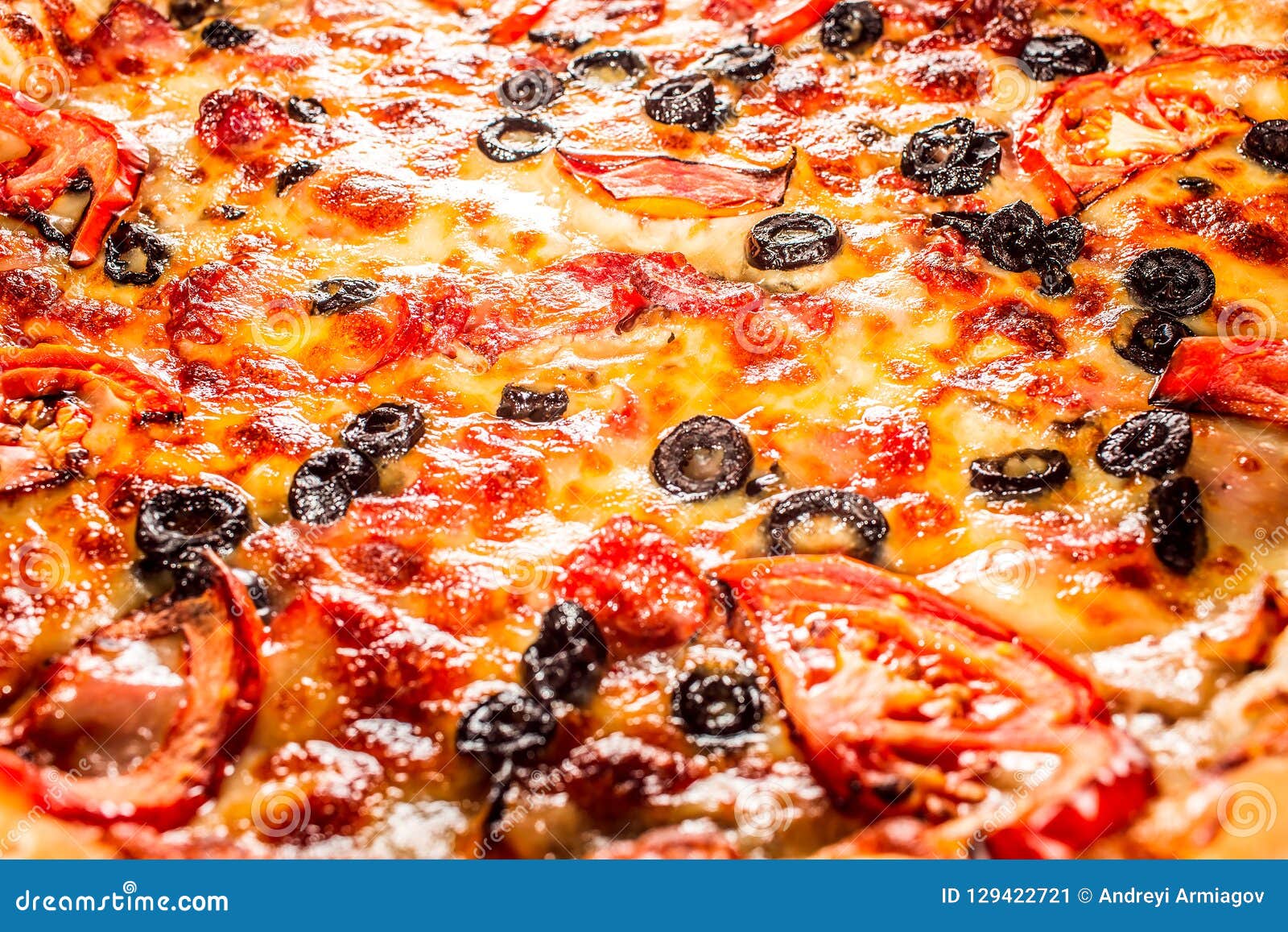 Pepperoni pizza stock image. Image of meat, closeup - 129422721