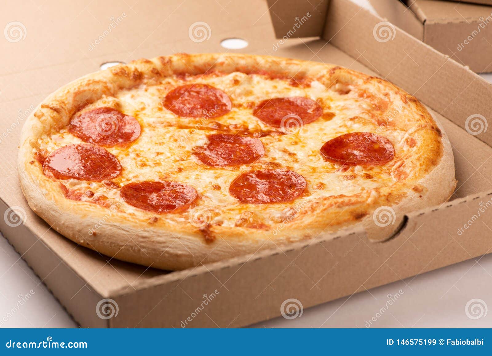 Pepperoni Pizza in Box Close Up Stock Image - Image of angle, cheese ...