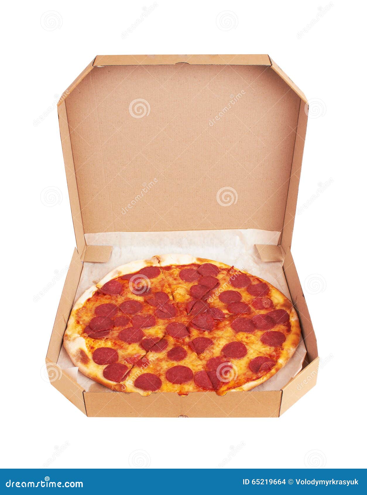 Pepperoni Pizza in box stock photo. Image of cooked, meal - 65219664