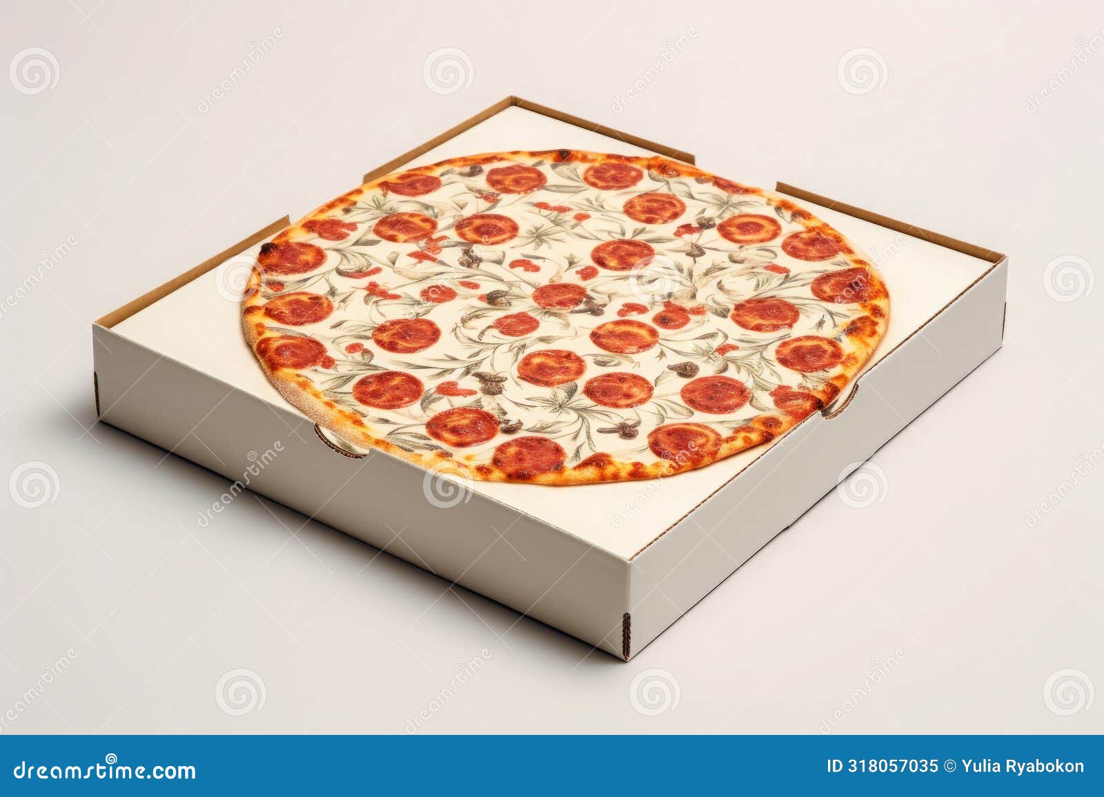 Pepperoni Pizza in a Box on White Background Stock Image - Image of ...