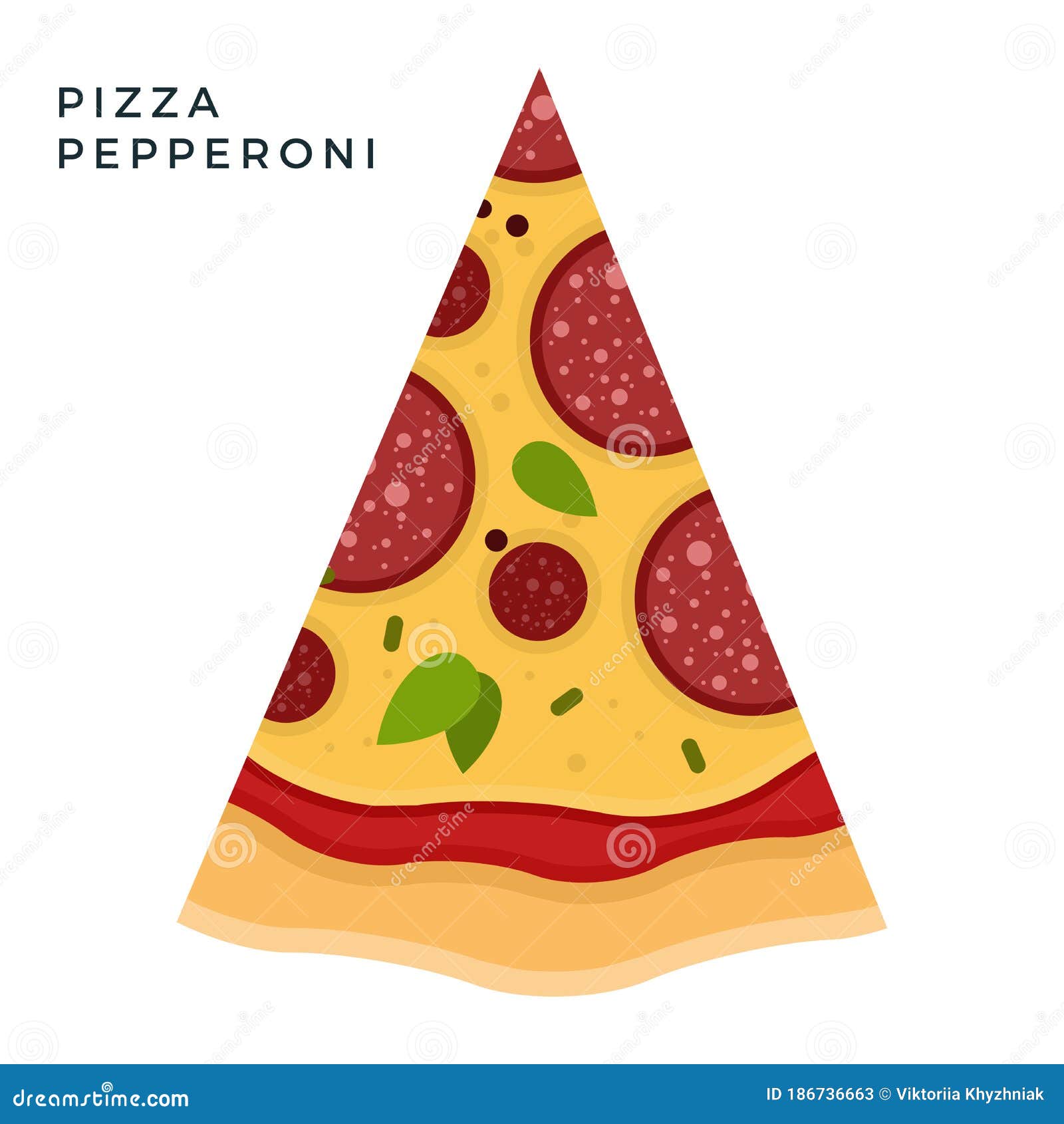Pepperoni Pizza Flat Icon Vector Isolated Stock Vector - Illustration ...