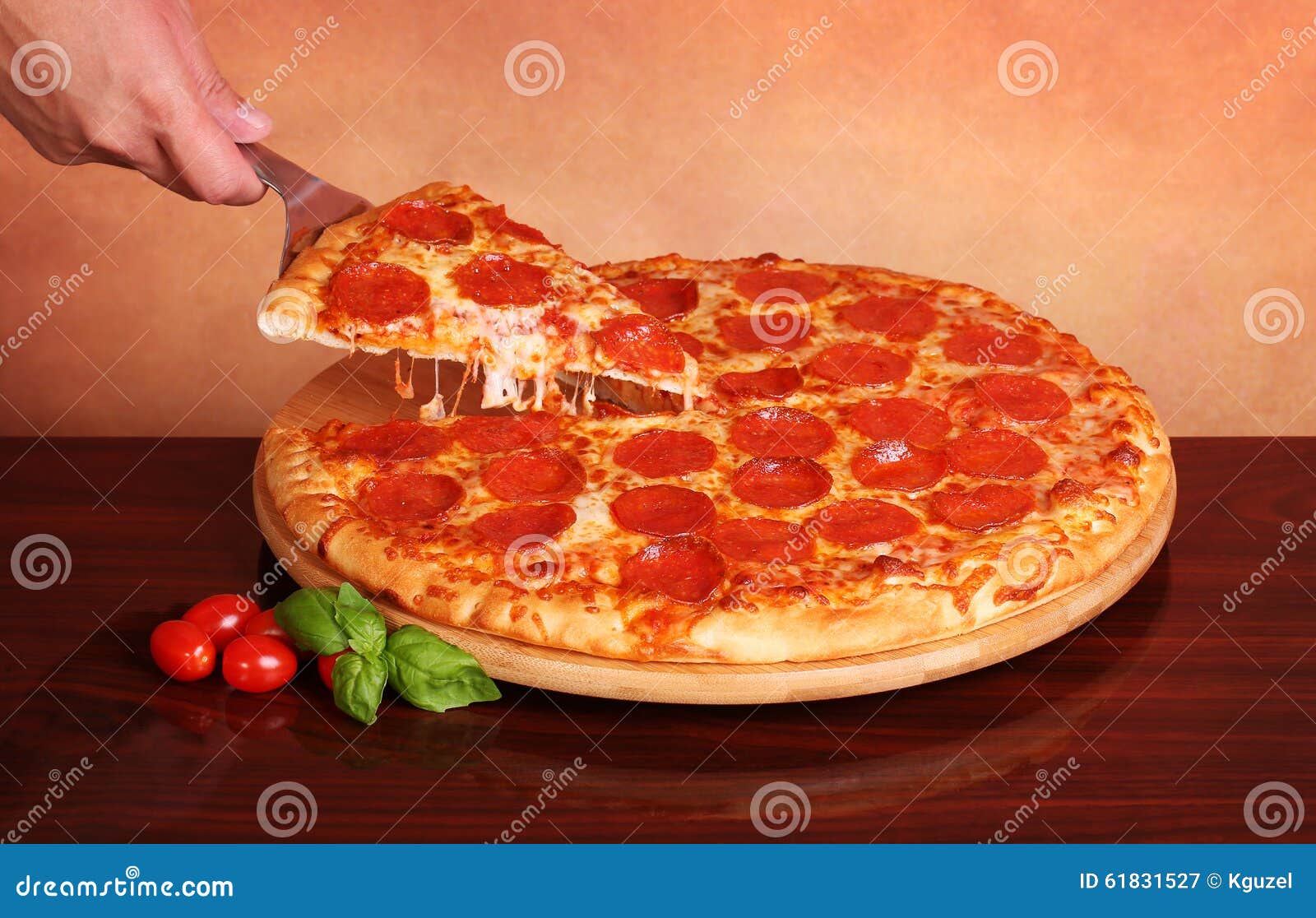 Pepperoni Pizza stock image. Image of table, american - 61831527