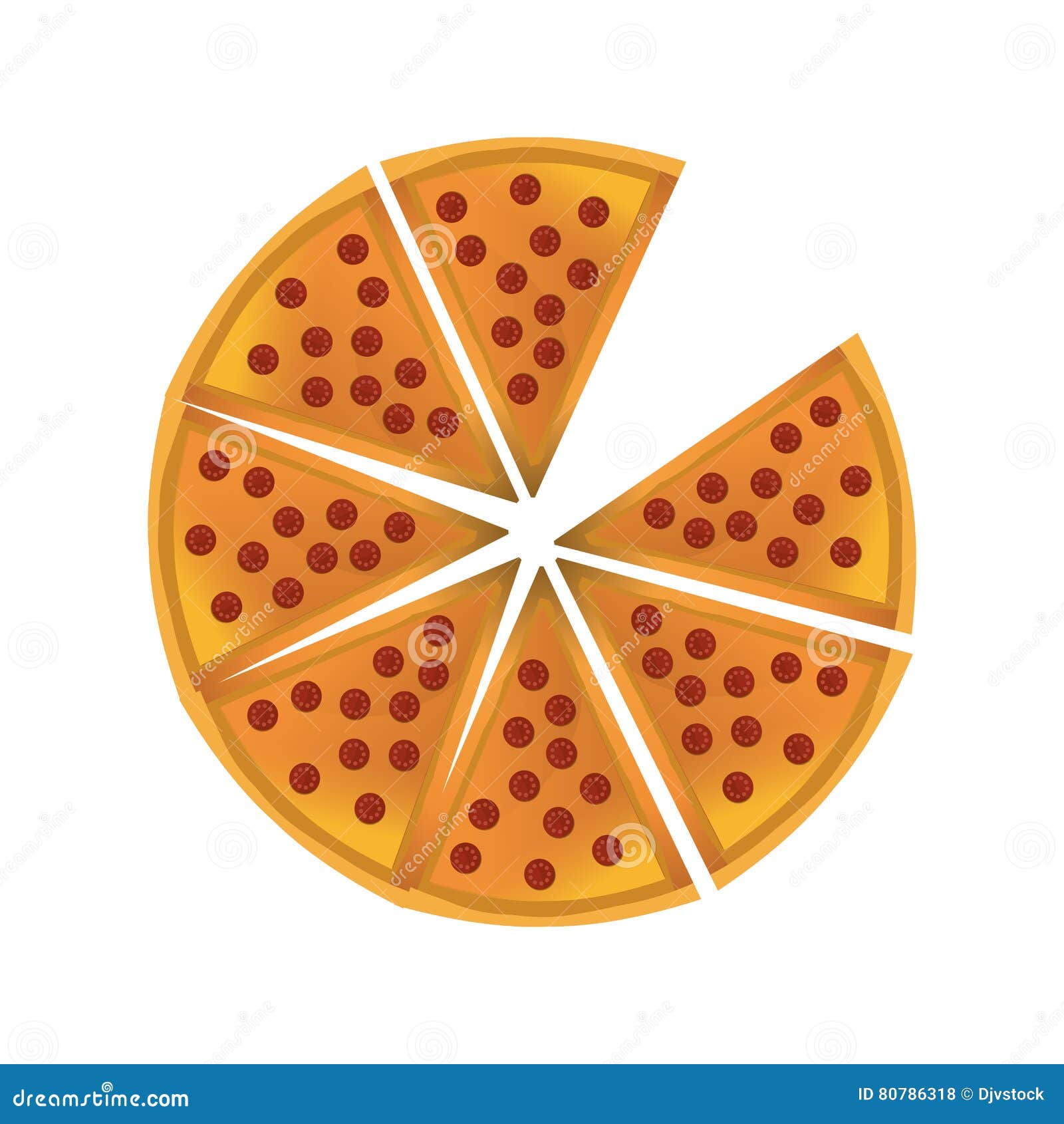 Pepperoni pizza stock vector. Illustration of sauce, meat - 80786318