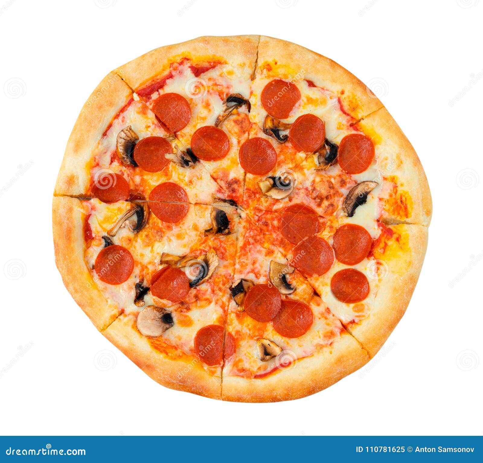 Pepperoni Pizza isolated stock image. Image of dinner - 110781625