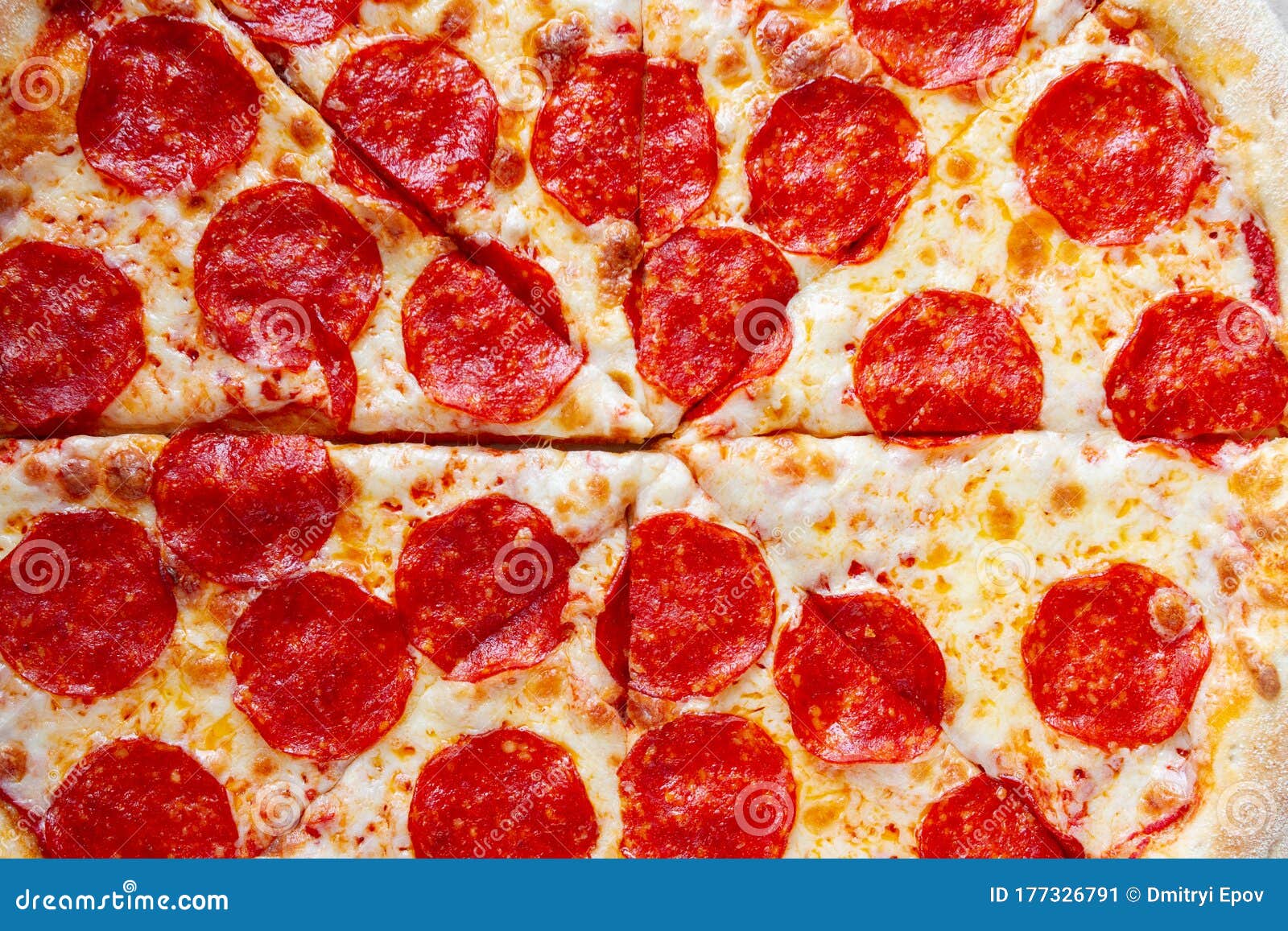 Pepperoni Pizza Sliced into Pieces, Top View Stock Image - Image of ...