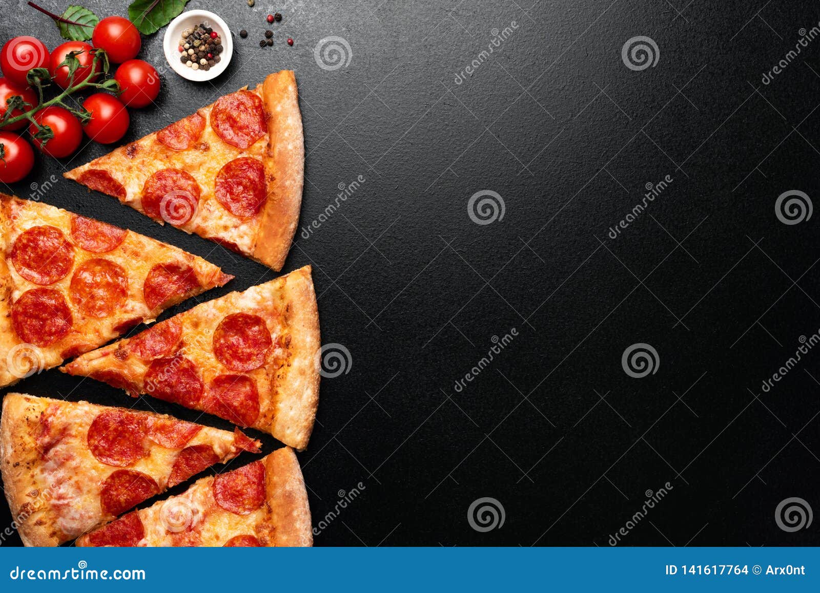 Pepperoni Pizza Slices on Black Background Stock Photo - Image of ...