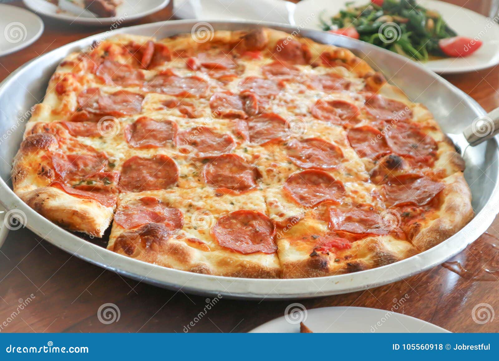 Pepperoni Pizza in the Tray Stock Photo - Image of food, tray: 105560918