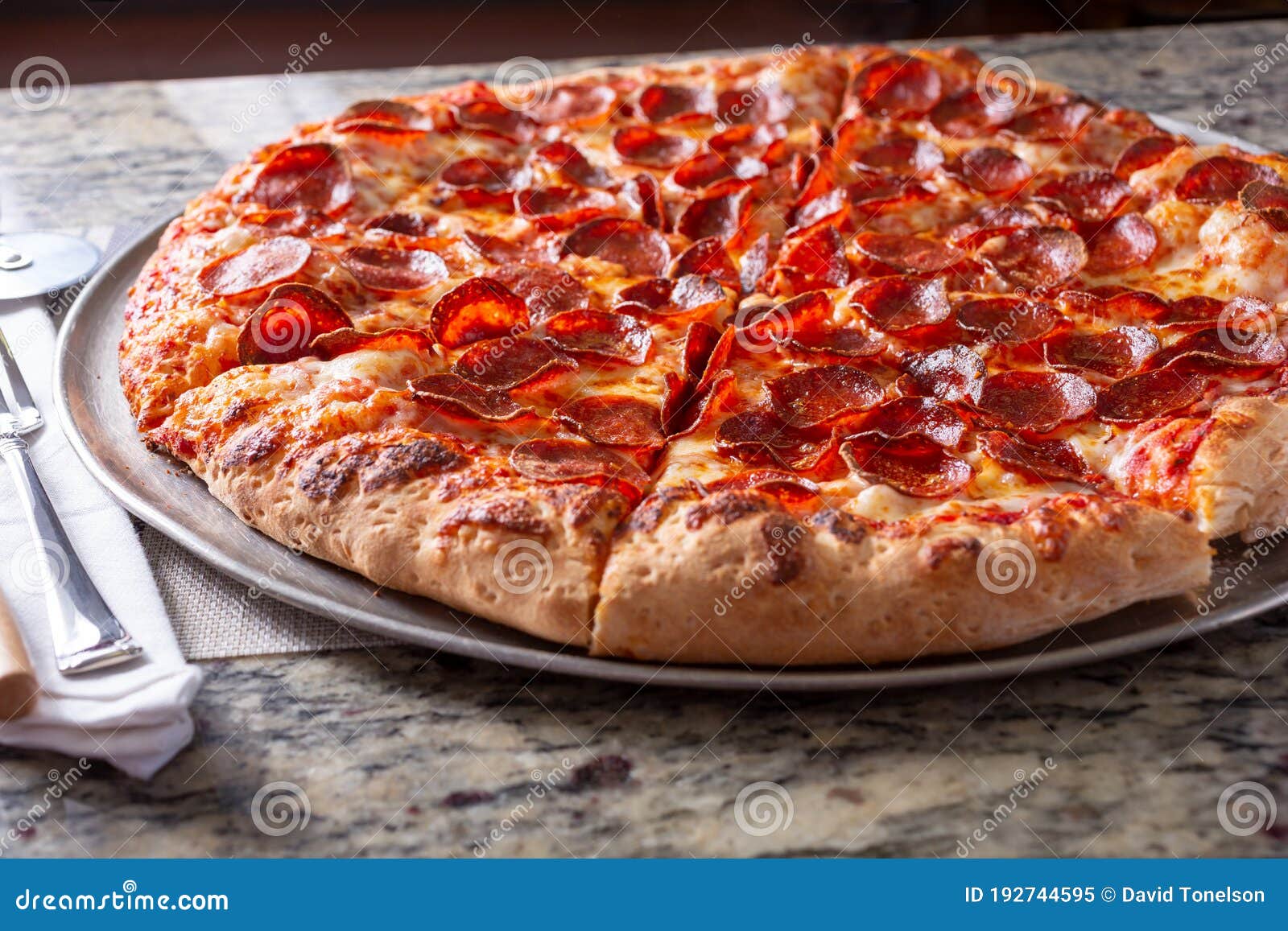 Pepperoni pizza pizza stock image. Image of product - 192744595