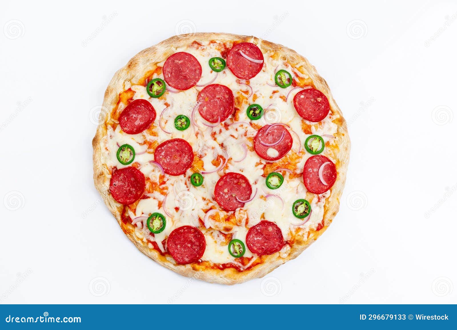 Pepperoni Pizza on a White Background. Stock Image - Image of table ...