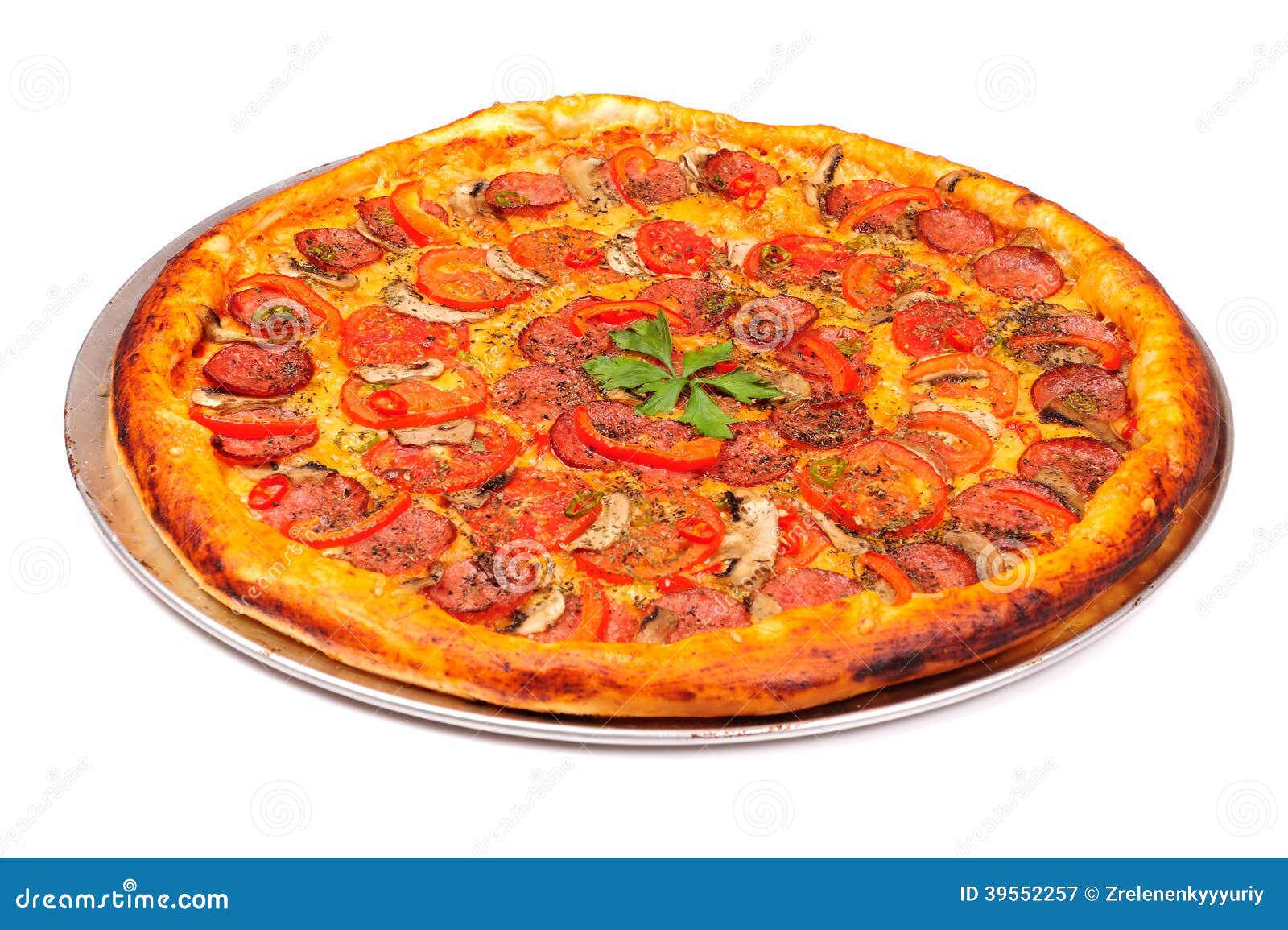 Pepperoni Pizza on a White Background Stock Image - Image of melted ...