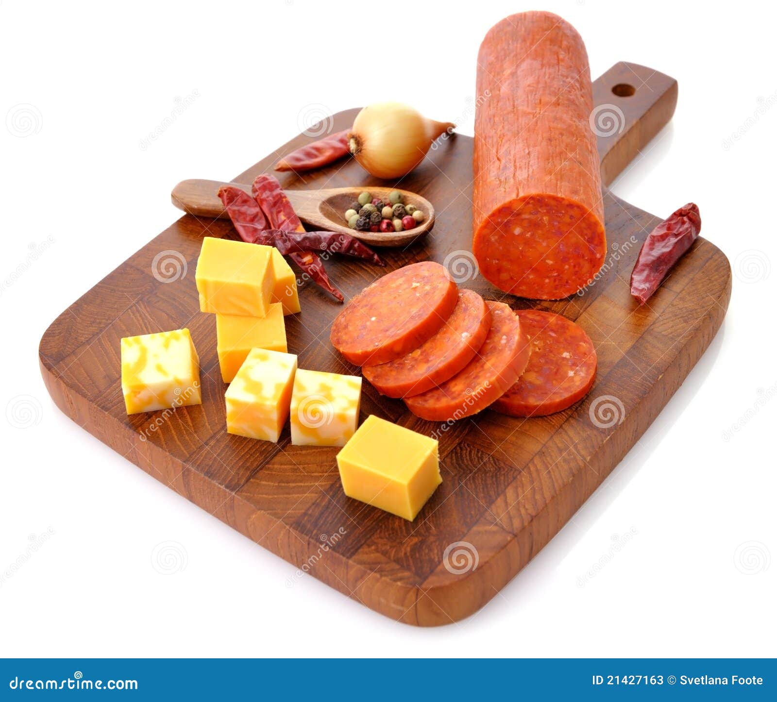 Pepperoni Salami and Cheese Stock Image - Image of food, fresh: 21427163