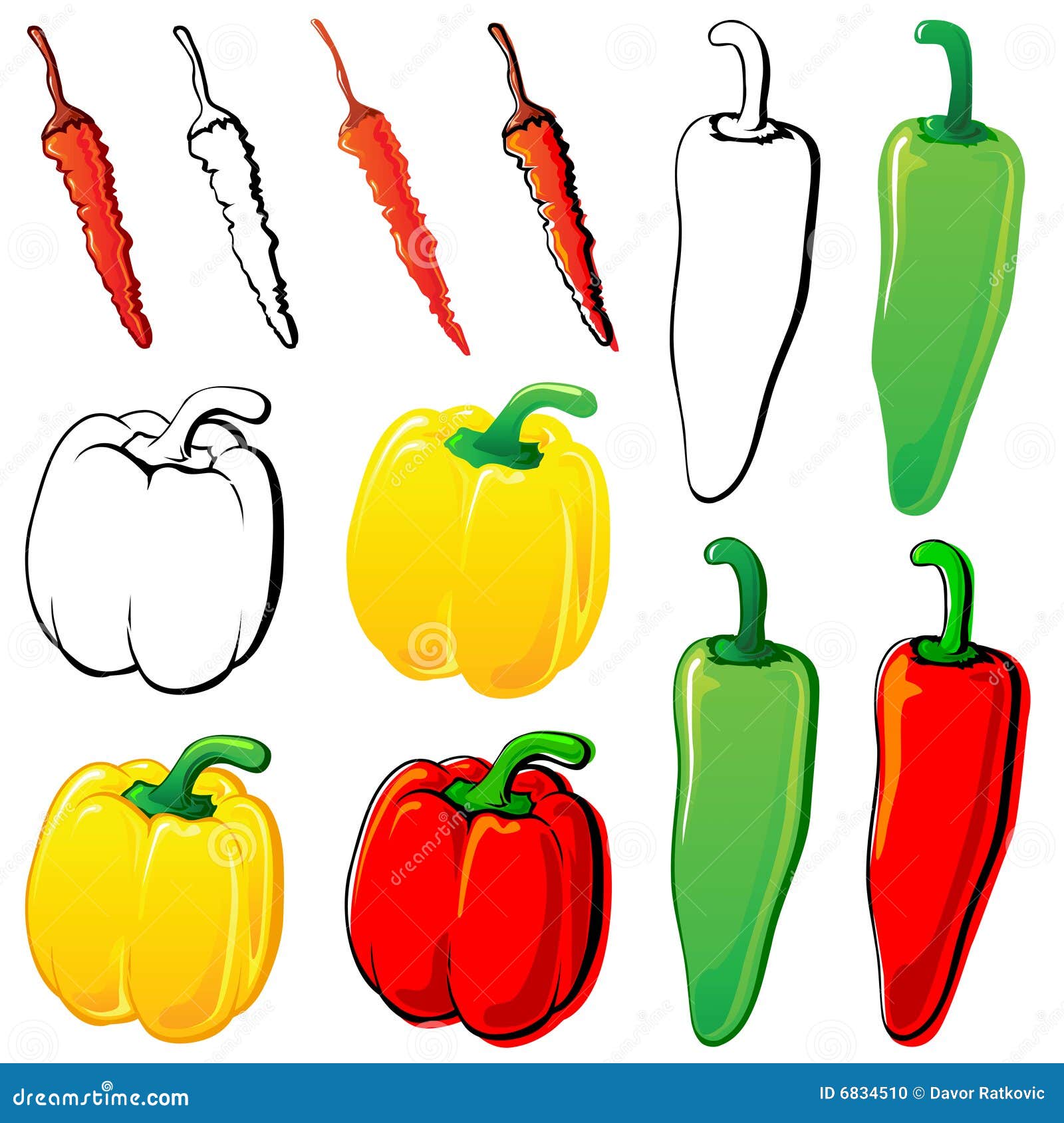 Peppers stock vector. Illustration of vegetables, pepper - 6834510