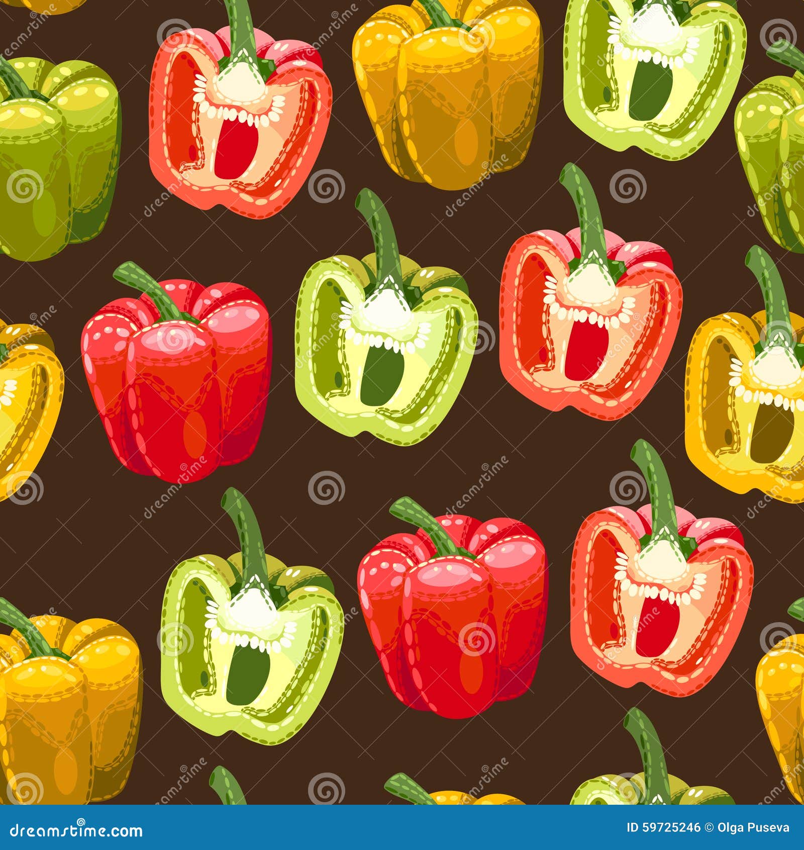 Peppers of Different Colors Seamless Stock Vector - Illustration of ...