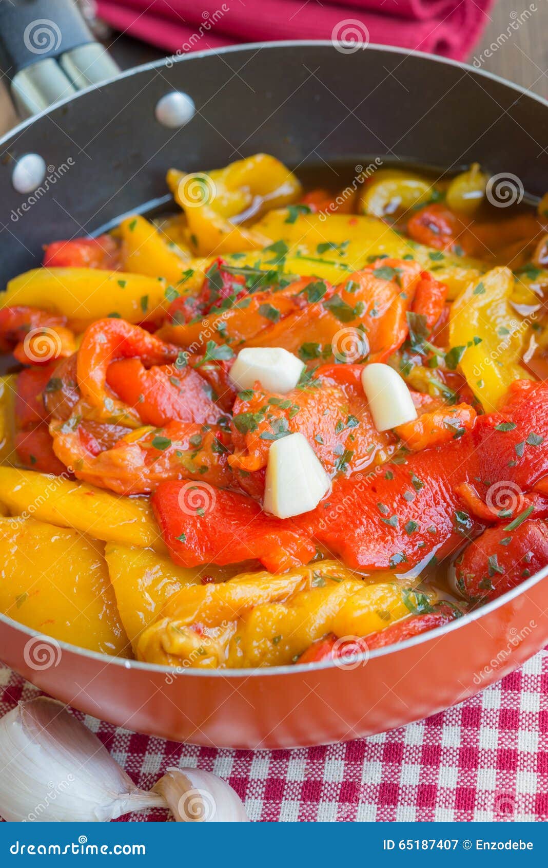 Peppers fried in a pan stock image. Image of fried, kitchen - 65187407