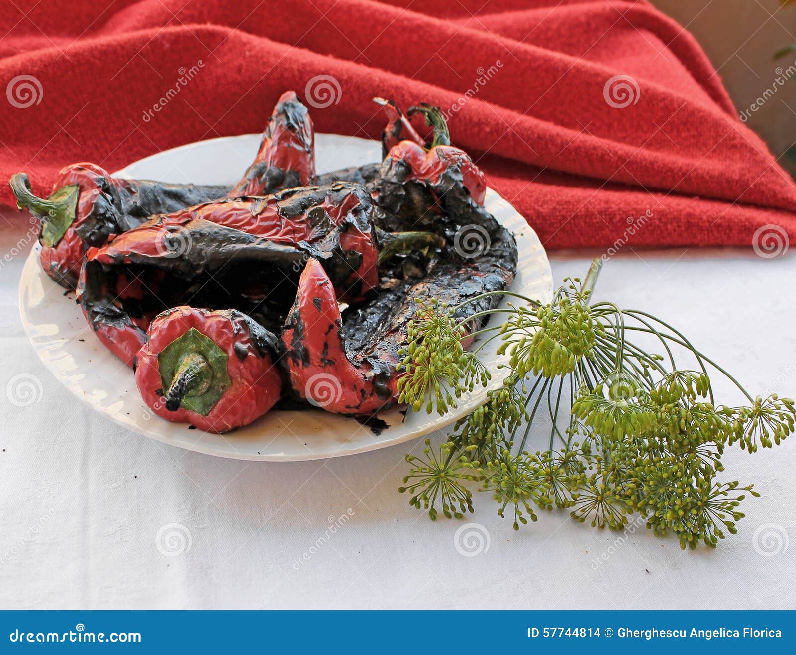 Peppers roasted and dill stock photo. Image of dill, traditional - 57744814