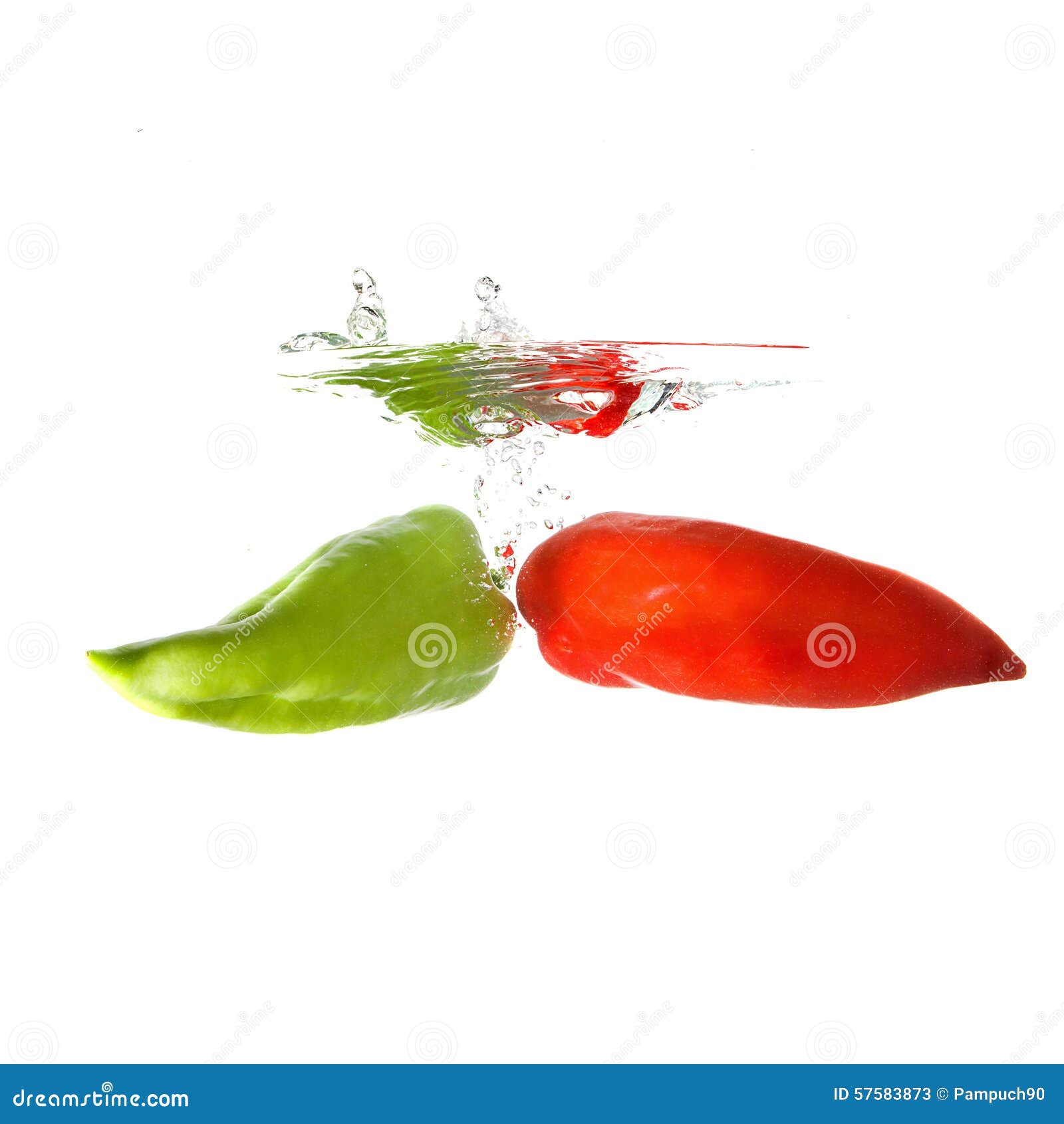 Peppers Splash on Water, Isolated Stock Image - Image of refreshment ...