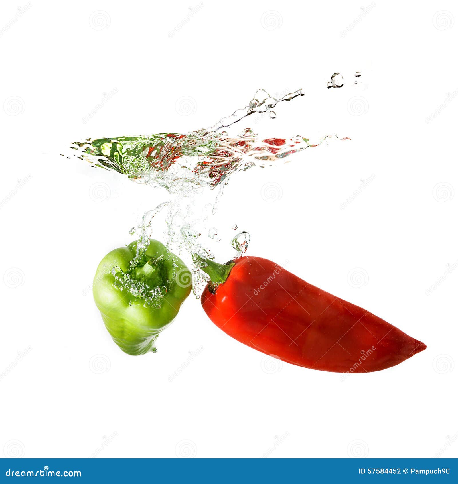 Peppers Splash on Water, Isolated Stock Photo - Image of creative ...