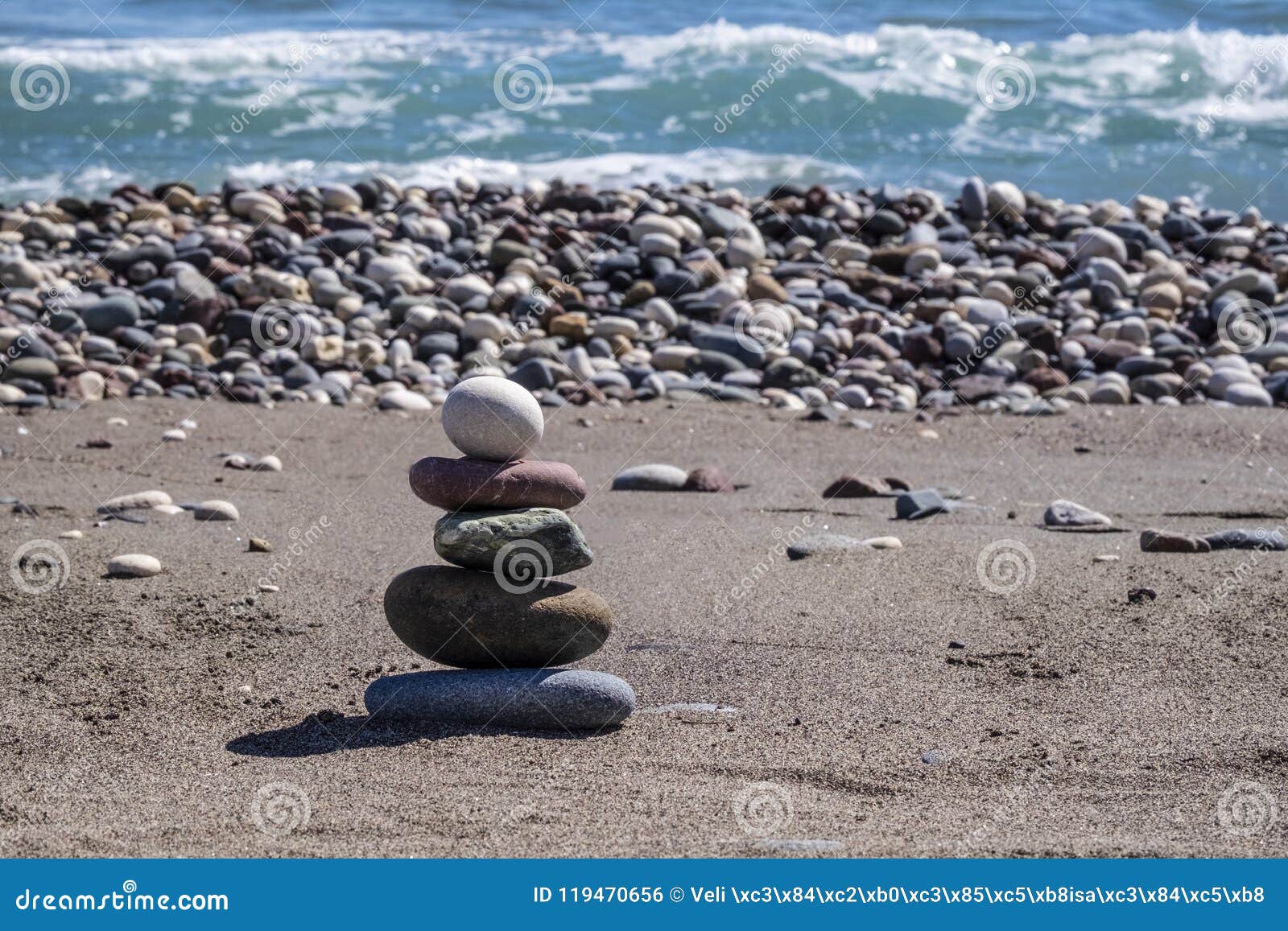 Pepple stack at the coast stock photo. Image of tower - 119470656