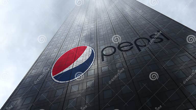 Pepsi Logo on a Skyscraper Facade Reflecting Clouds. Editorial 3D ...