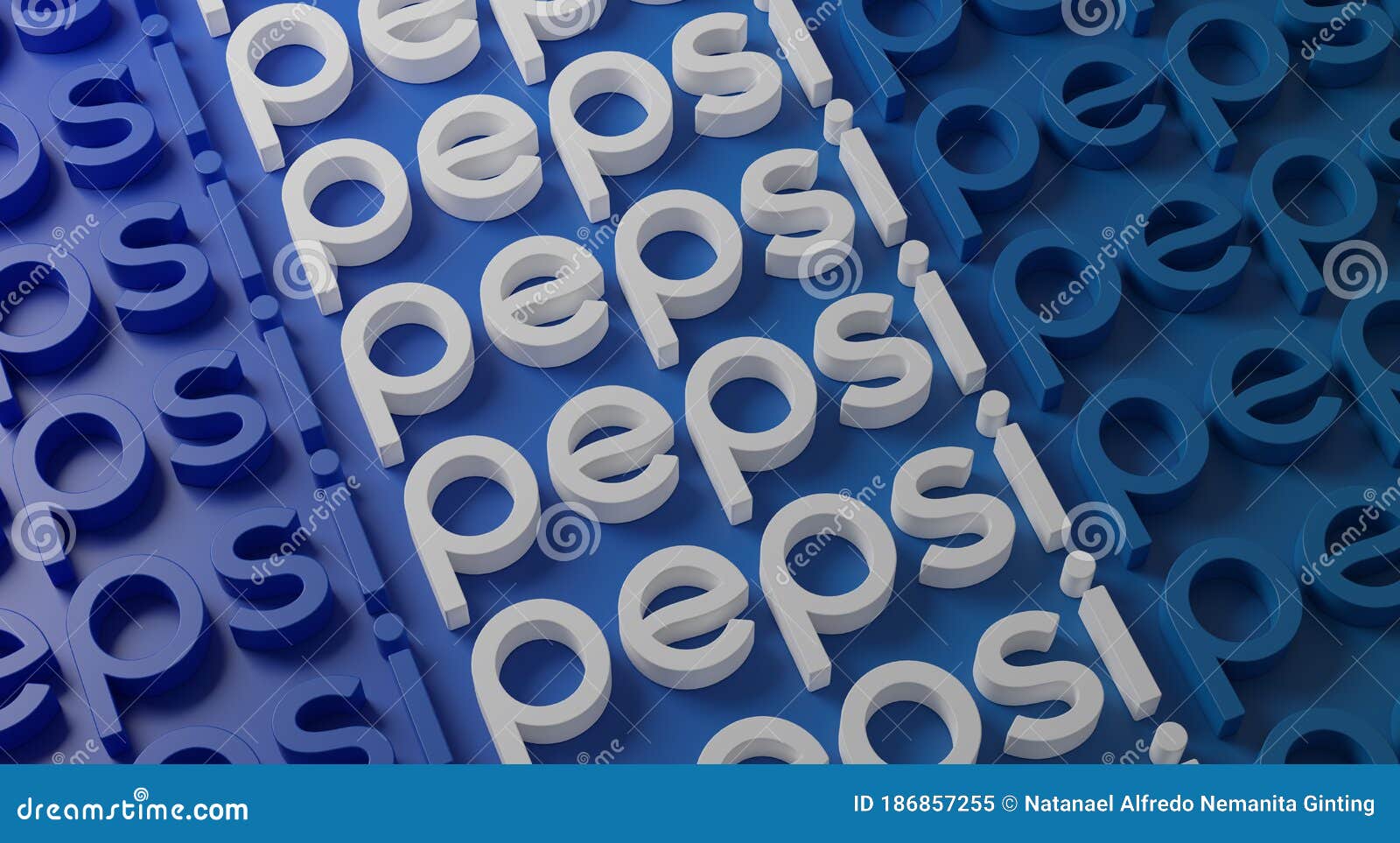 Pepsi Multiple Typography on Blue Wall 3D Rendering Editorial Image ...