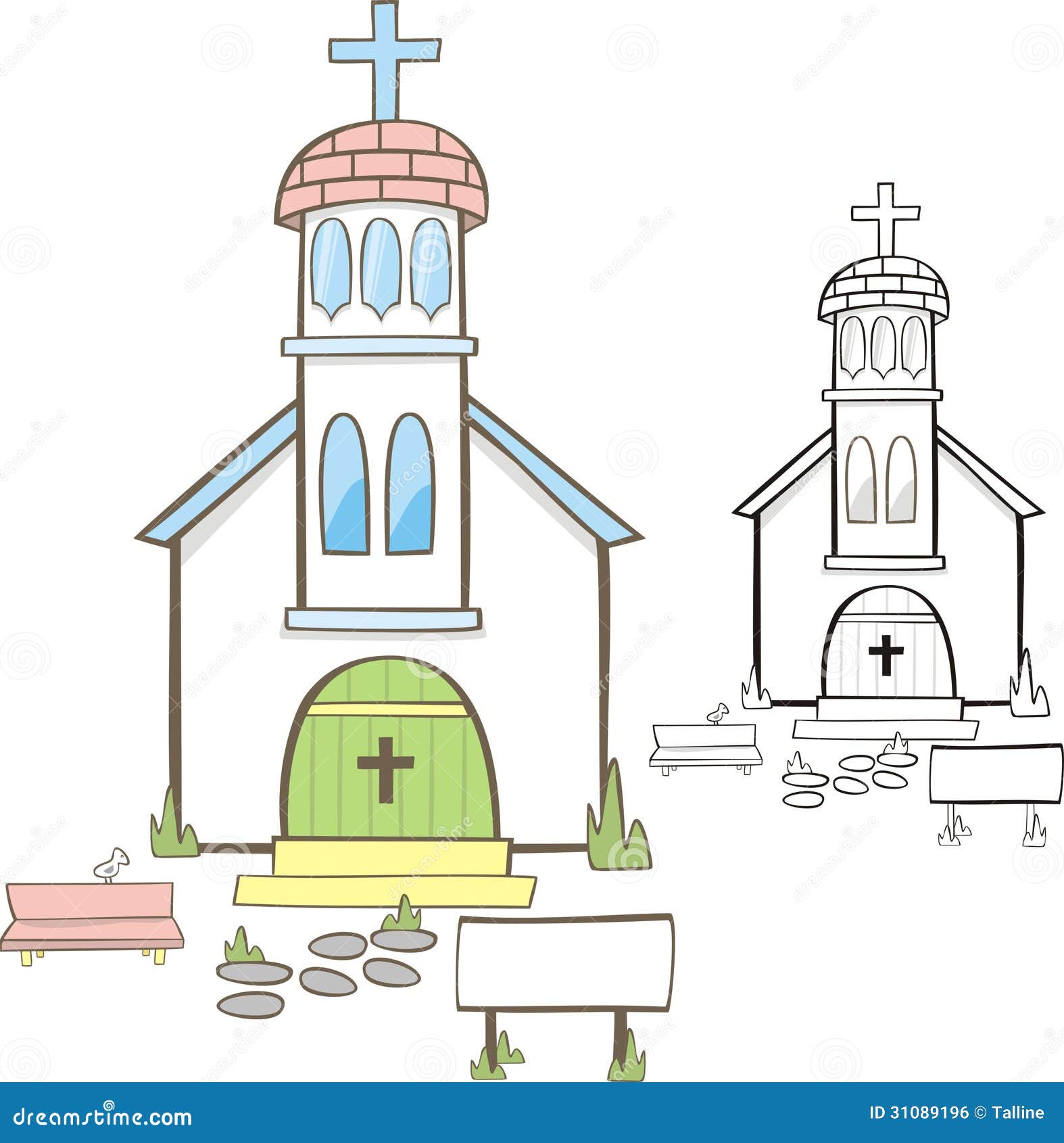 Pequeña capilla linda ilustración del vector. Ilustración de sinagoga ...