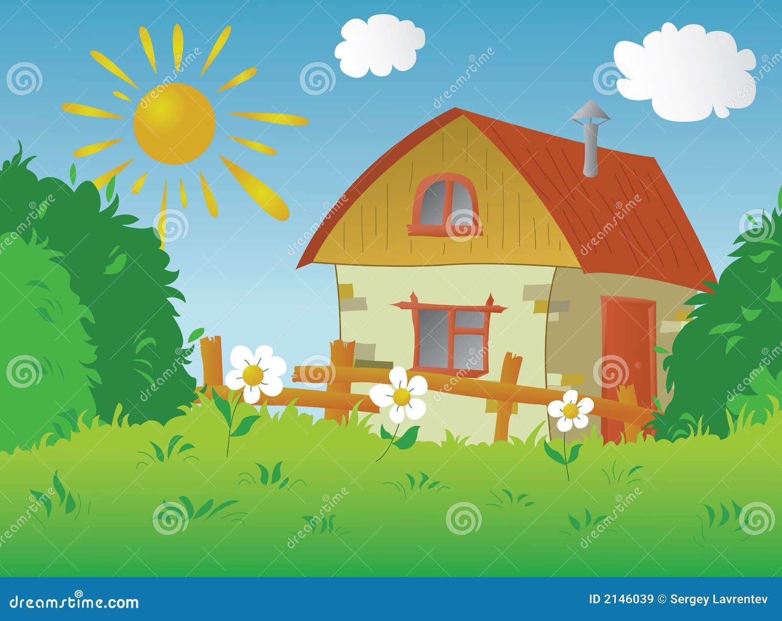 Pequeña casa rural ilustración del vector. Ilustración de casero - 2146039