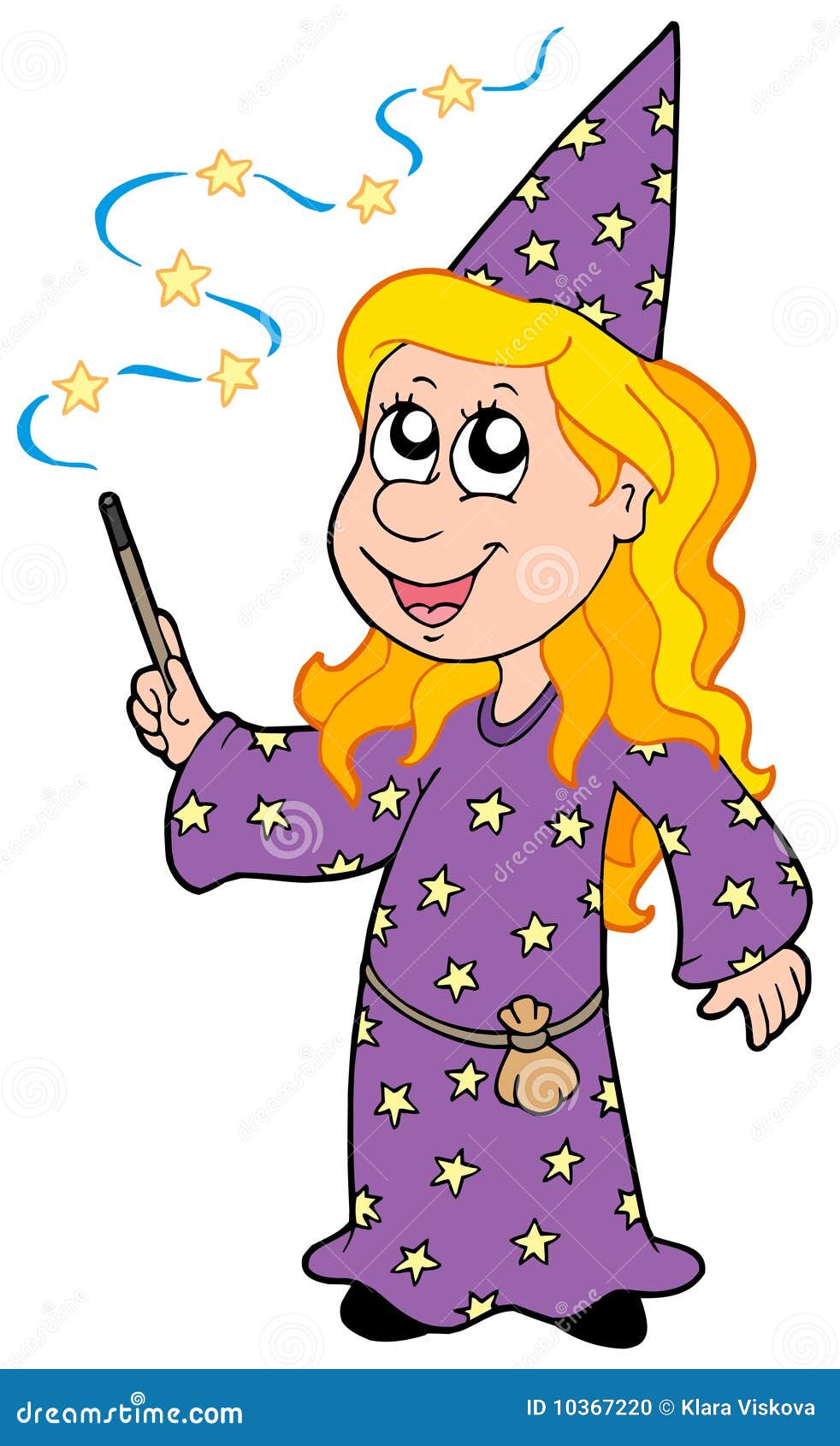 Pequeña muchacha del mago ilustración del vector. Ilustración de feliz ...