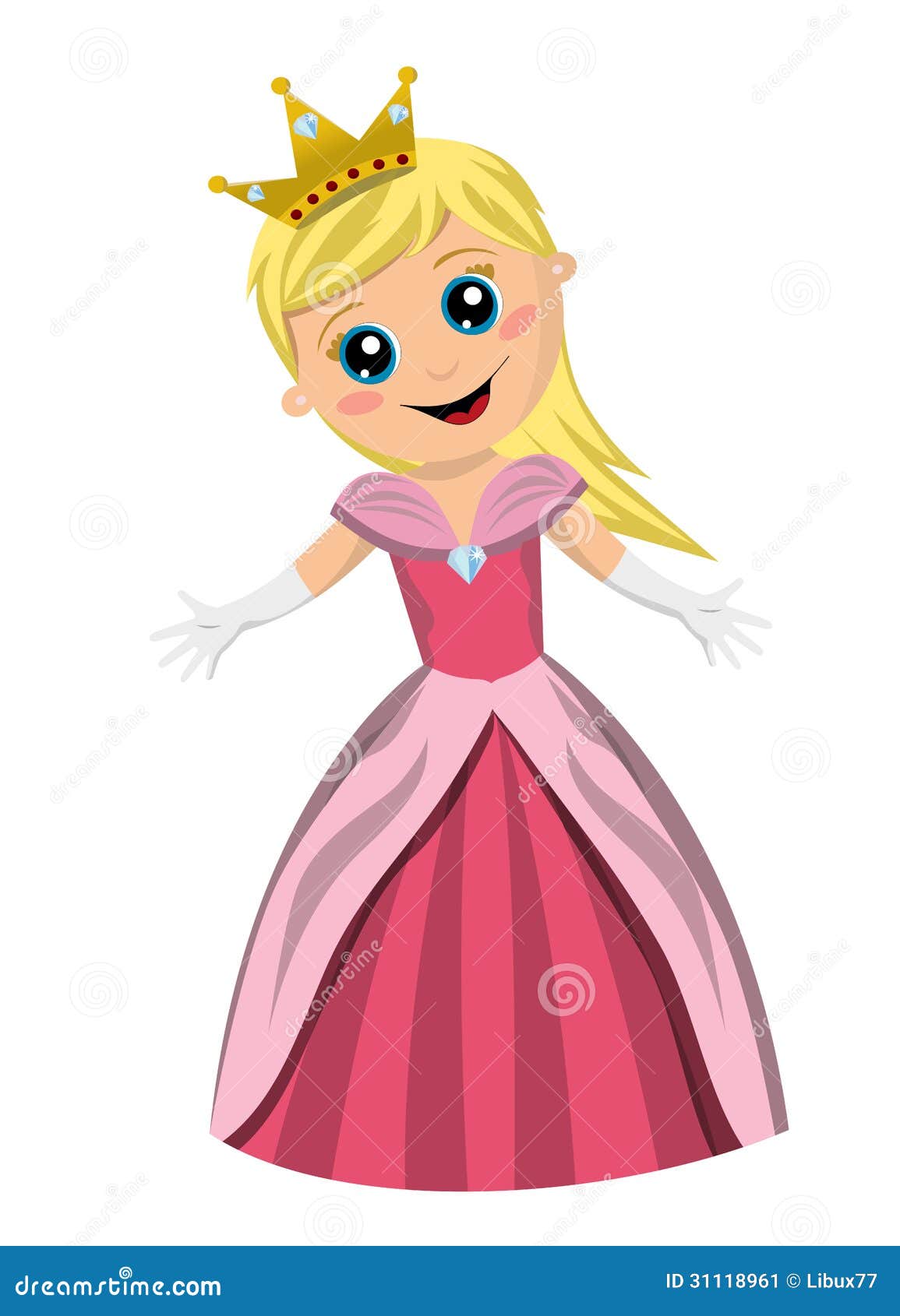 Pequeña Princesa En Vestido Rosado Ilustración del Vector - Ilustración ...