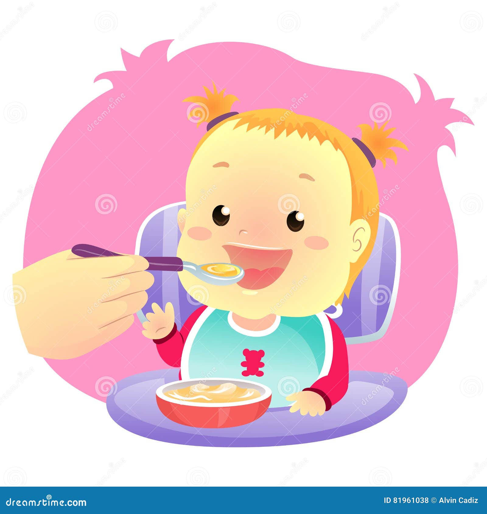 Pequeño Bebé Que Come Comiendo La Sopa Ilustración del Vector ...
