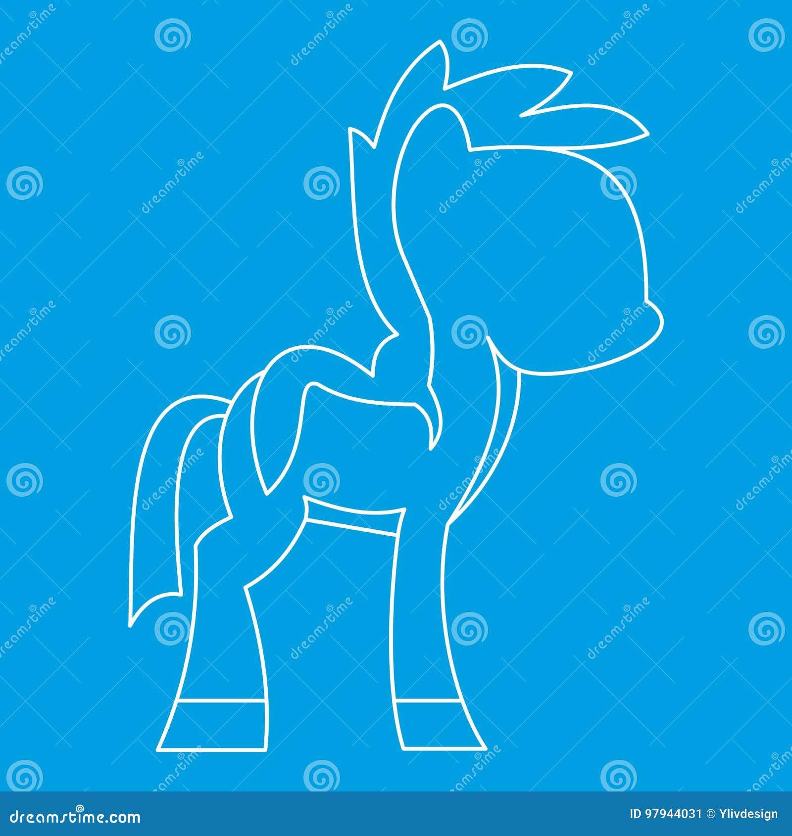 Pequeño Icono Del Potro, Estilo Del Esquema Ilustración del Vector ...