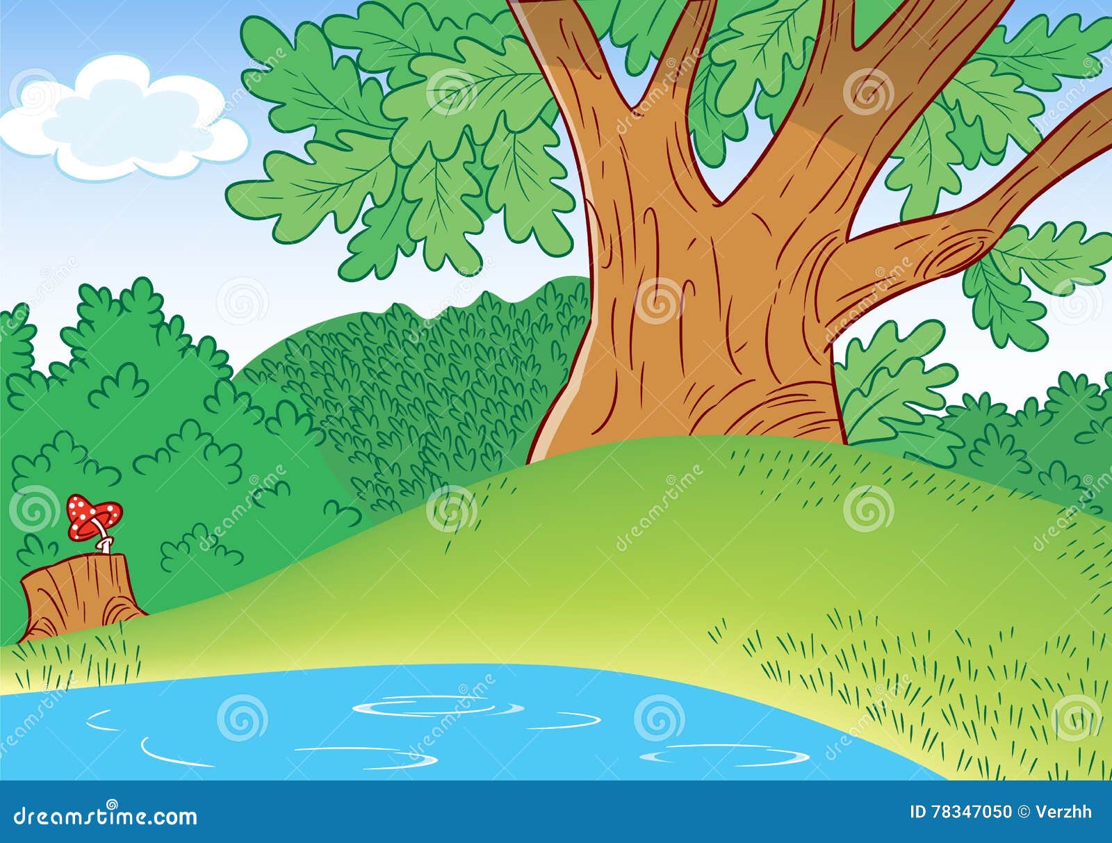 Pequeño lago cartoon ilustración del vector. Ilustración de elemento ...