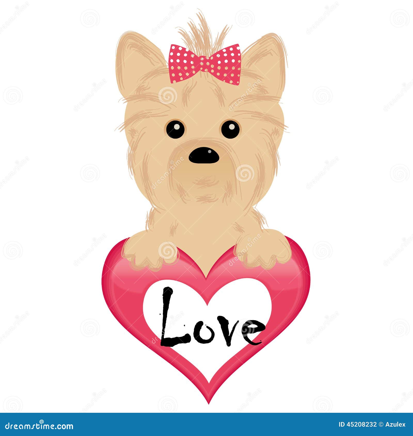Pequeño Perro Con El Corazón Stock de ilustración - Ilustración de ...