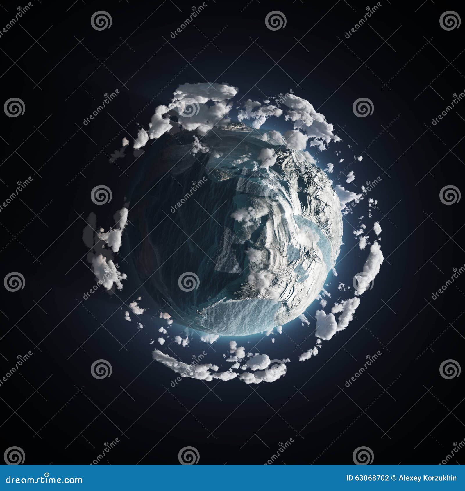 Pequeño Planeta Con Las Nubes Stock de ilustración - Ilustración de ...