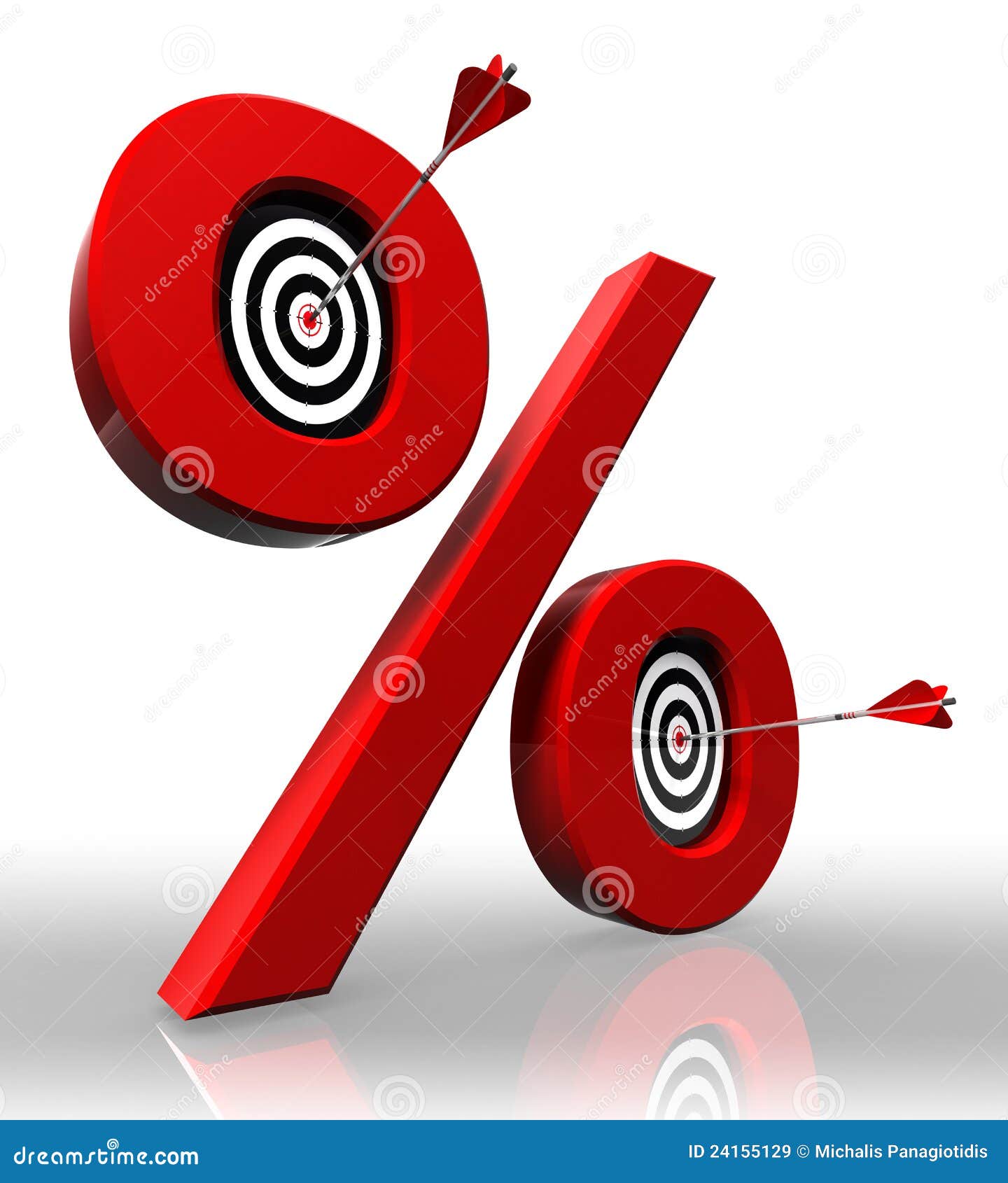 Per Cent Red Symbol with Conceptual Targets Stock Illustration ...