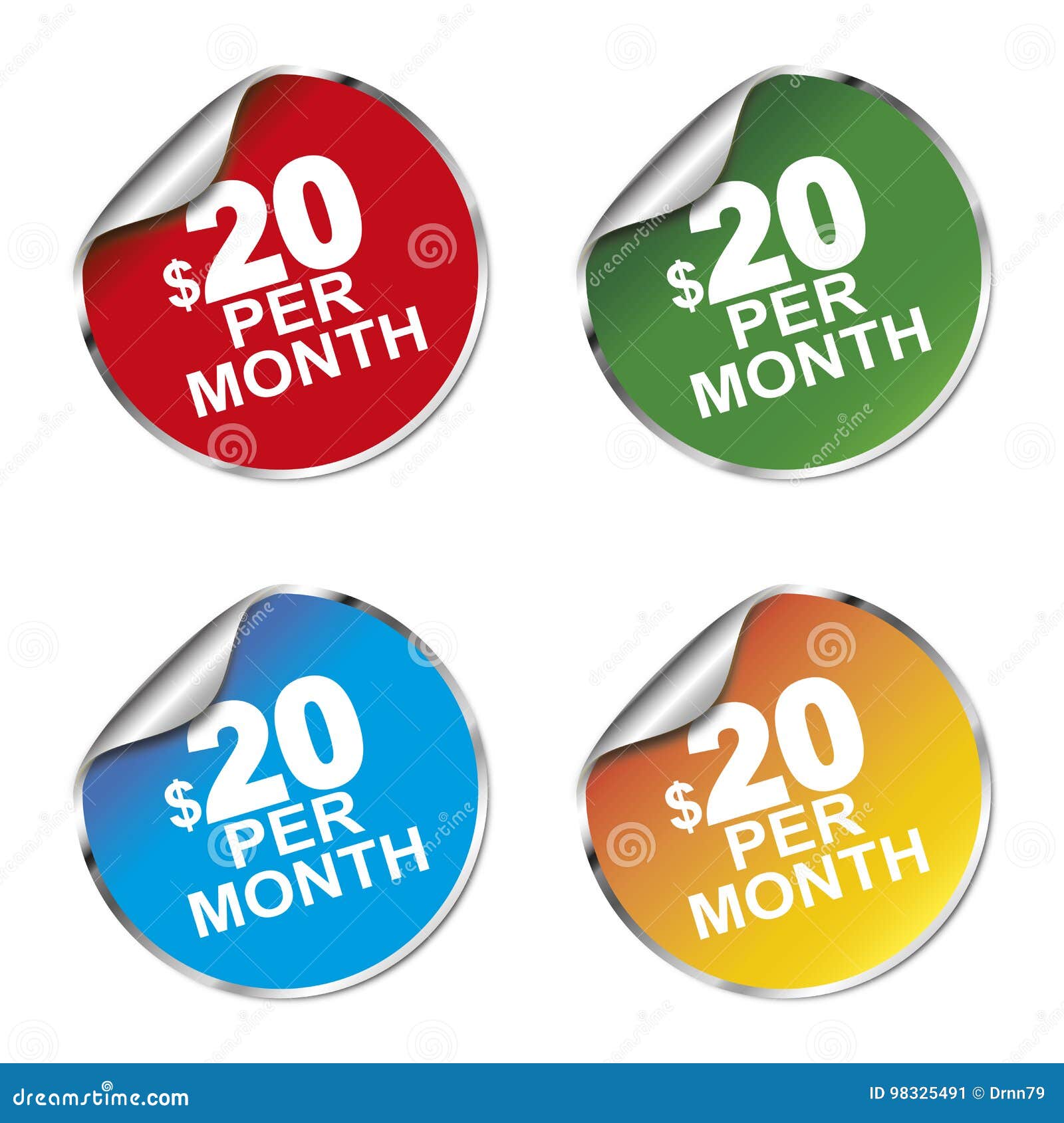 $20 per month sticker stock illustration. Illustration of element ...