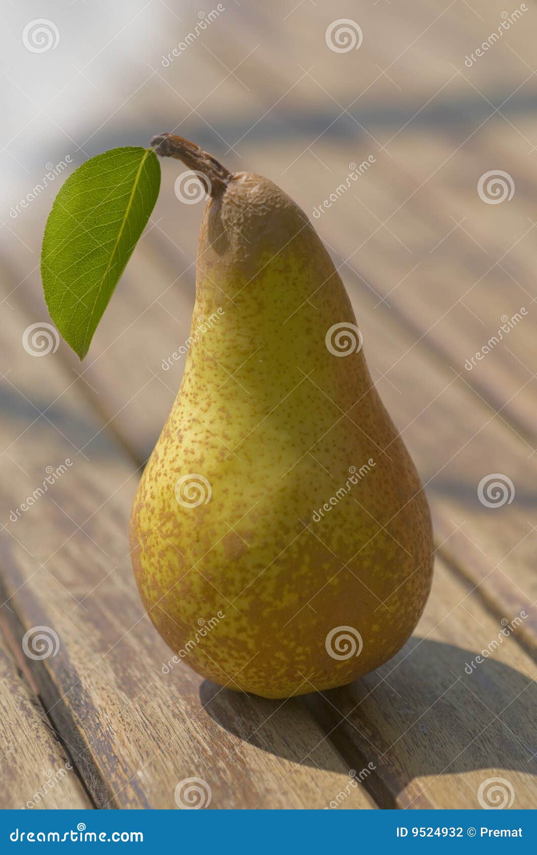 Pera em uma tabela foto de stock. Imagem de suculento - 9524932