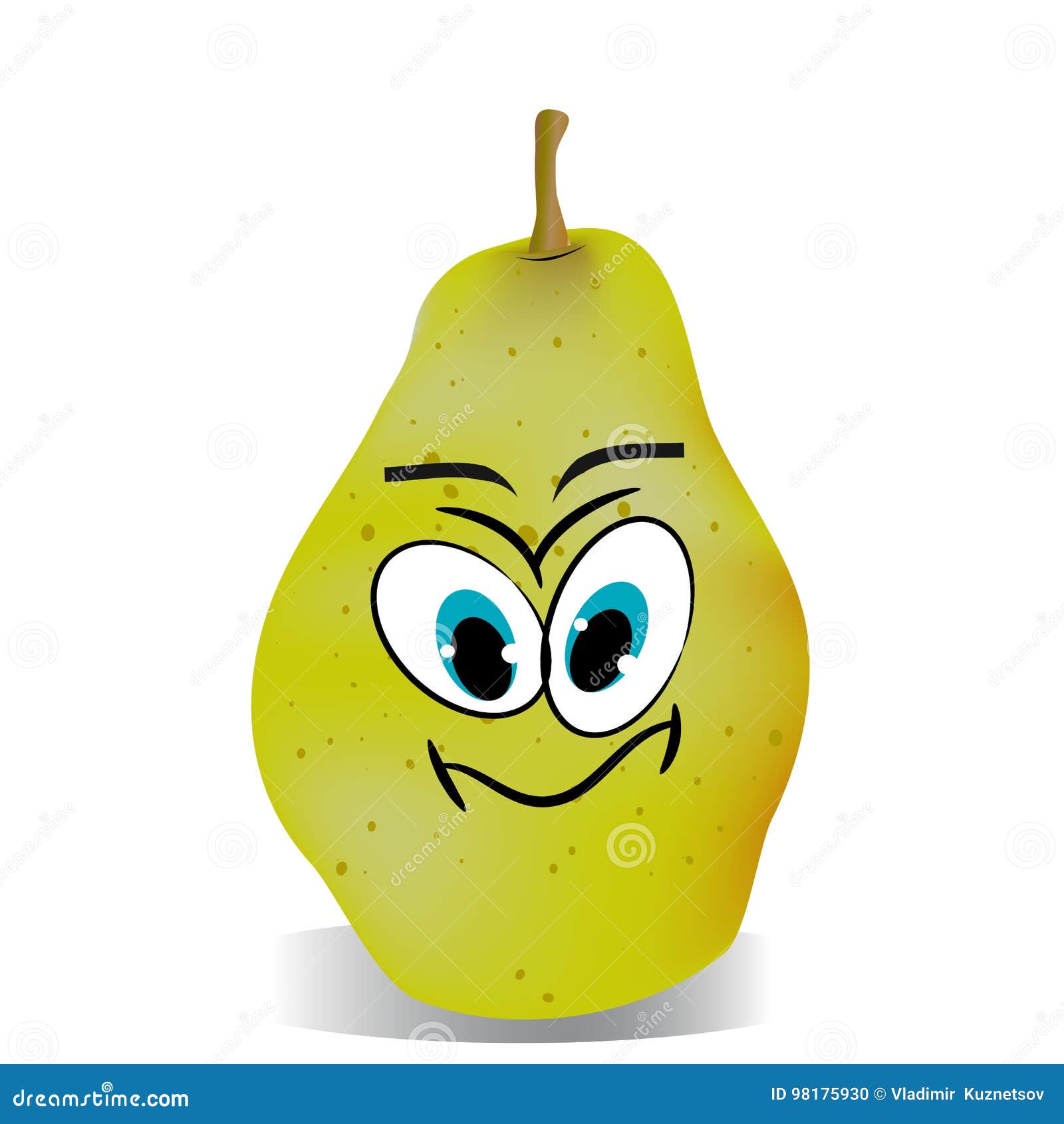 Pera Sonriente, Historieta En Un Fondo Blanco Stock de ilustración ...