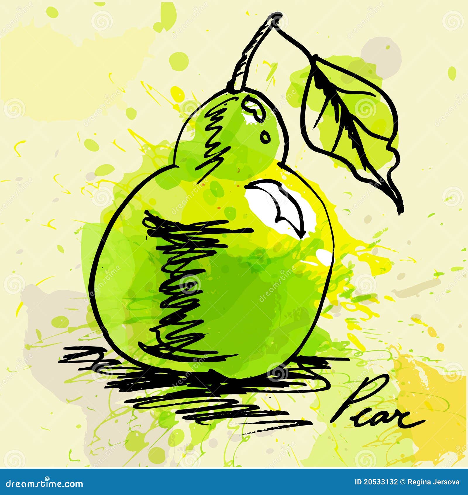 Pera stilizzata illustrazione vettoriale. Illustrazione di alimento ...