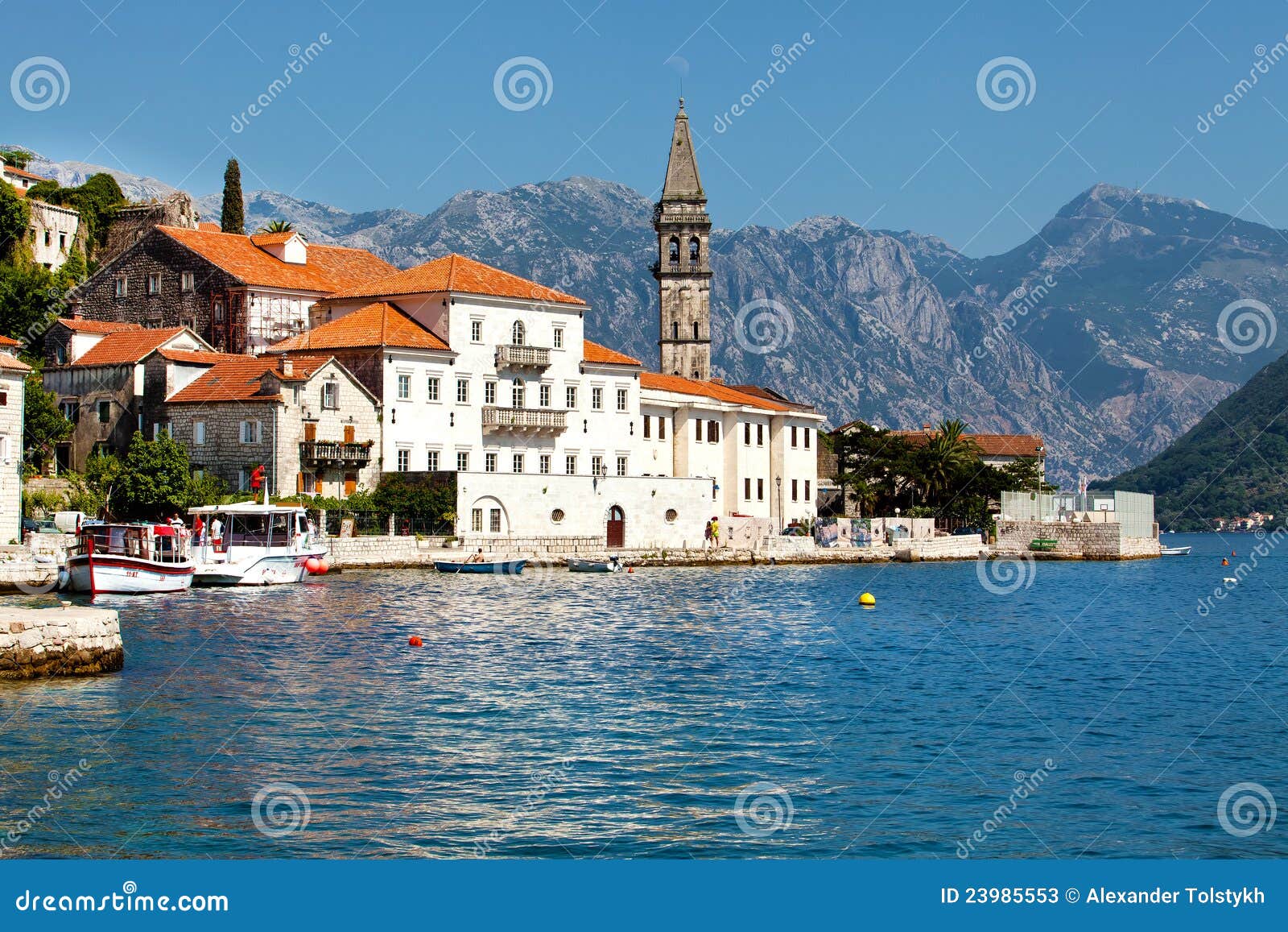 Perast town in Montenegro stock image. Image of calm - 23985553