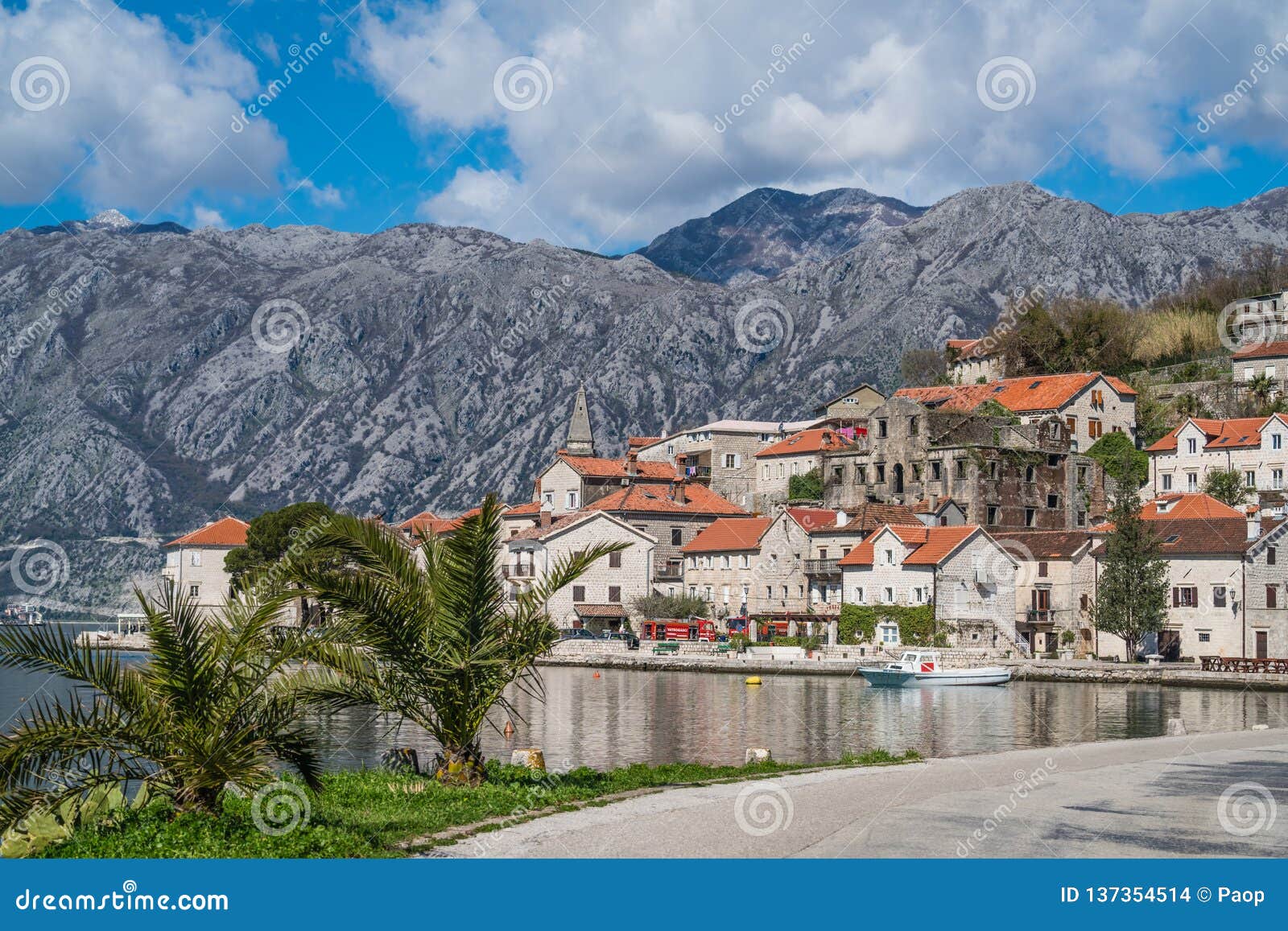 Perast town in Montenegro editorial stock image. Image of buildings ...